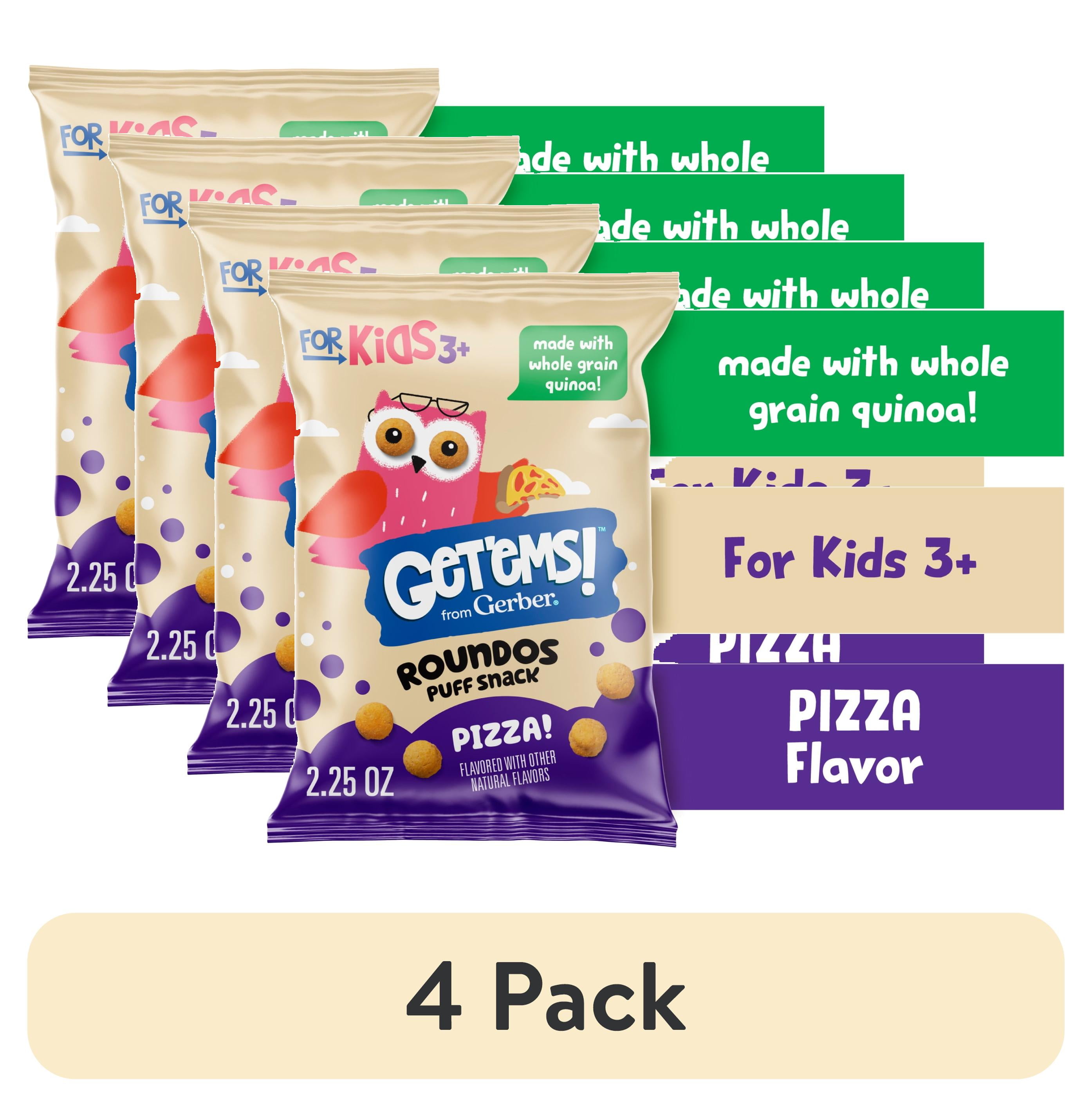 (4 pack) Get'ems from Gerber Pizza Roundos Puffs Snacks, Kids Snack ...