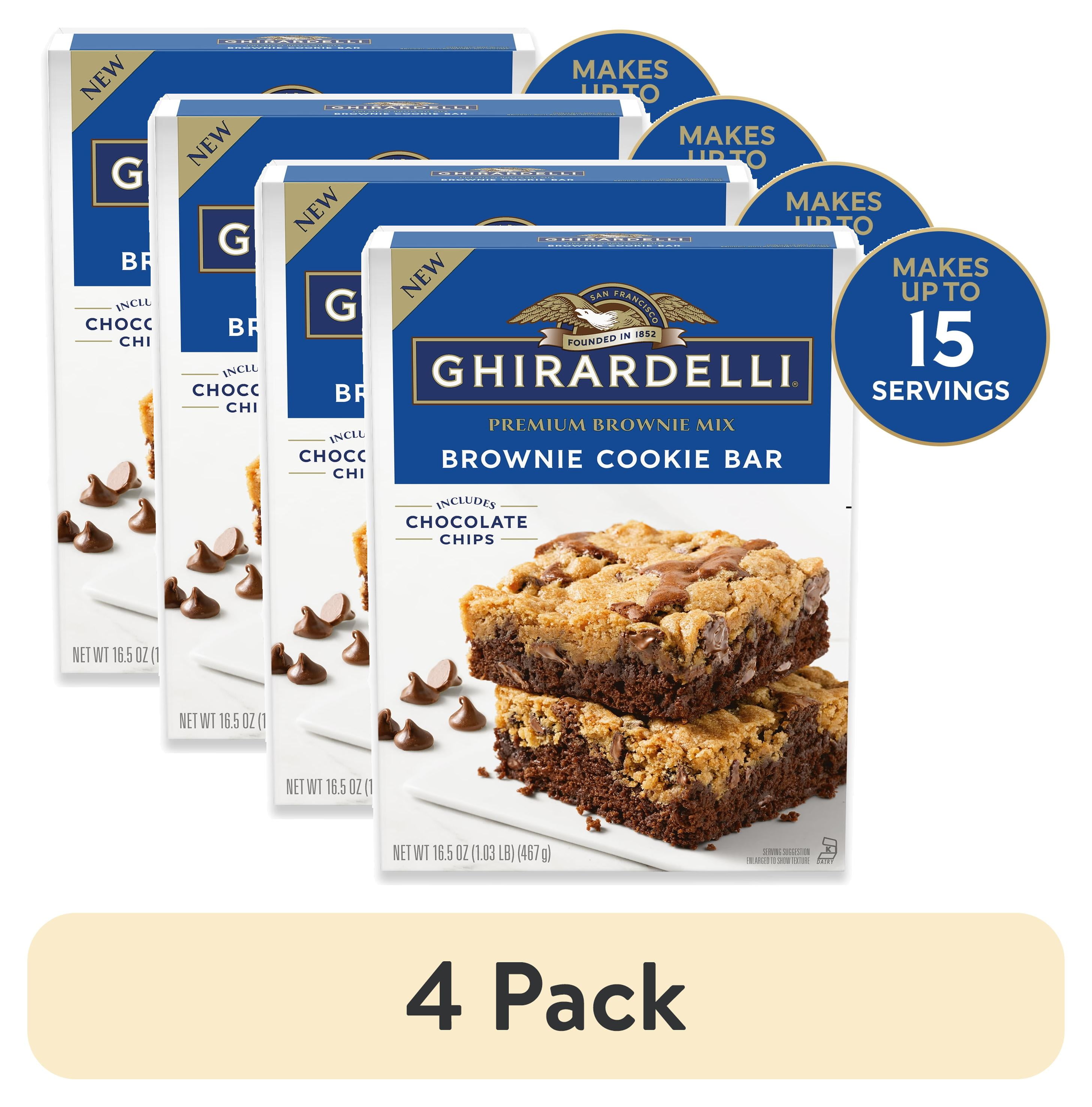 (4 pack) Ghirardelli Brownie Cookie Bar, Premium Brownie Mix, 16.5 oz ...