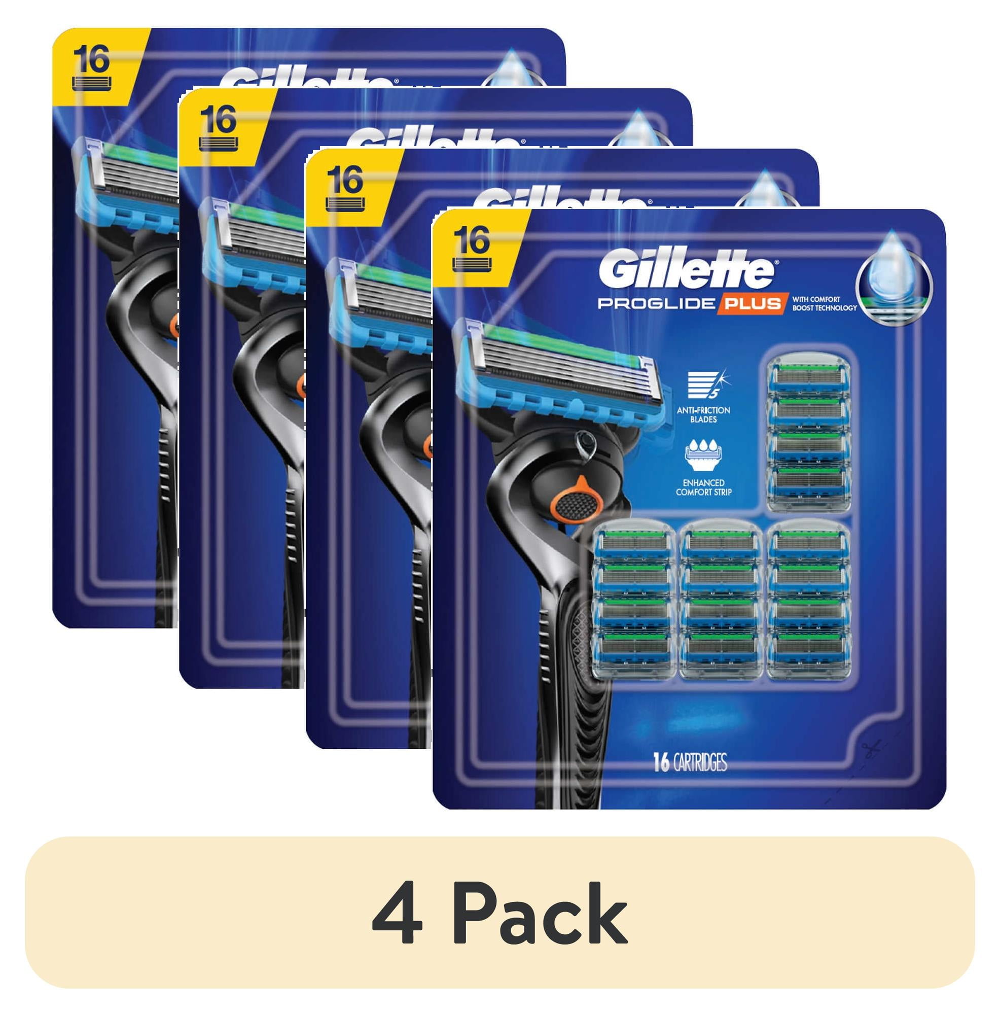 (4 pack) Gillette Proglide Plus Razor Cartridge Refills, 16 Count ...
