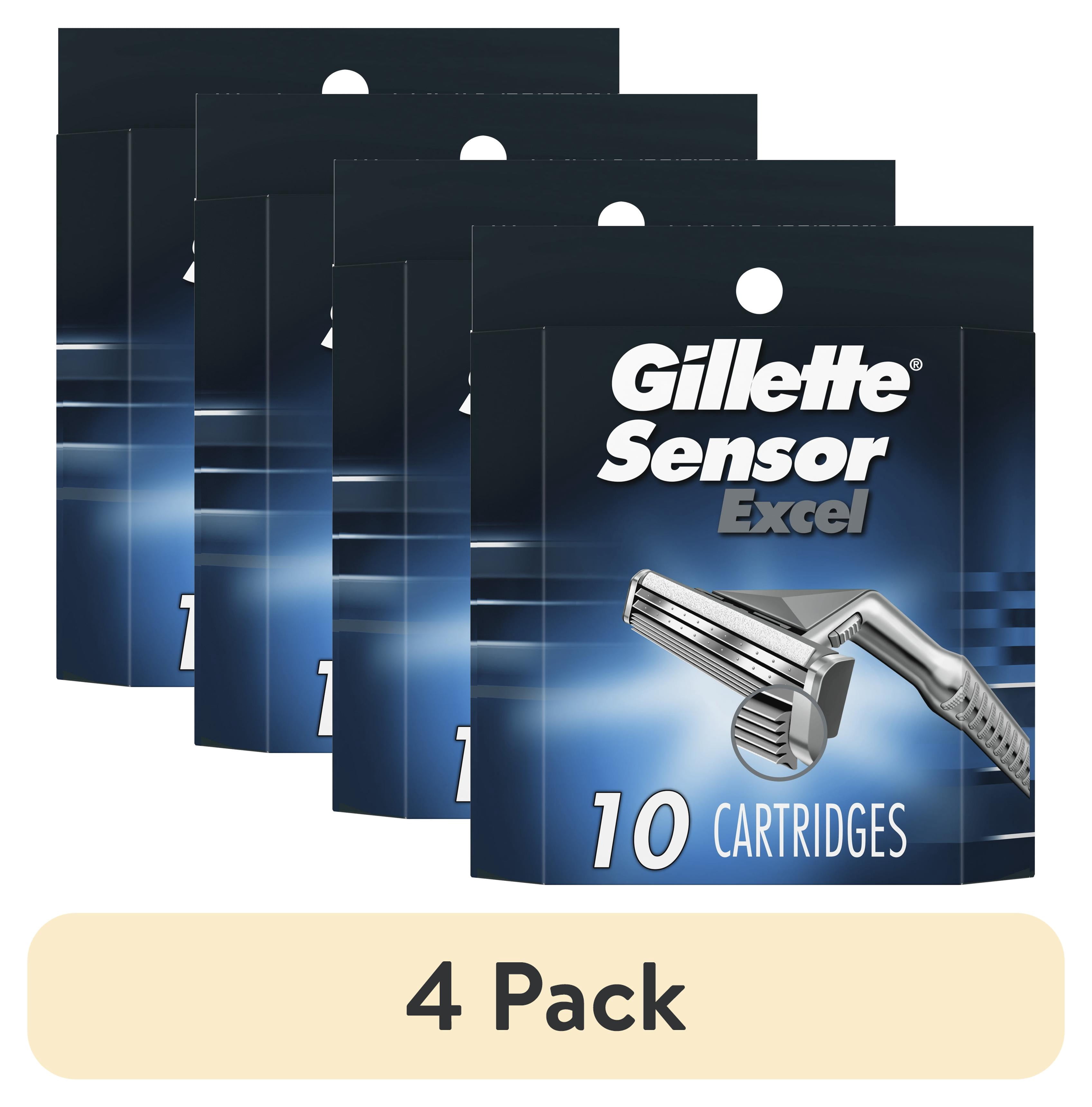 (4 pack) Gillette Sensor Excel Men's Razor Blade Refills, 2 Blade, 10 ...