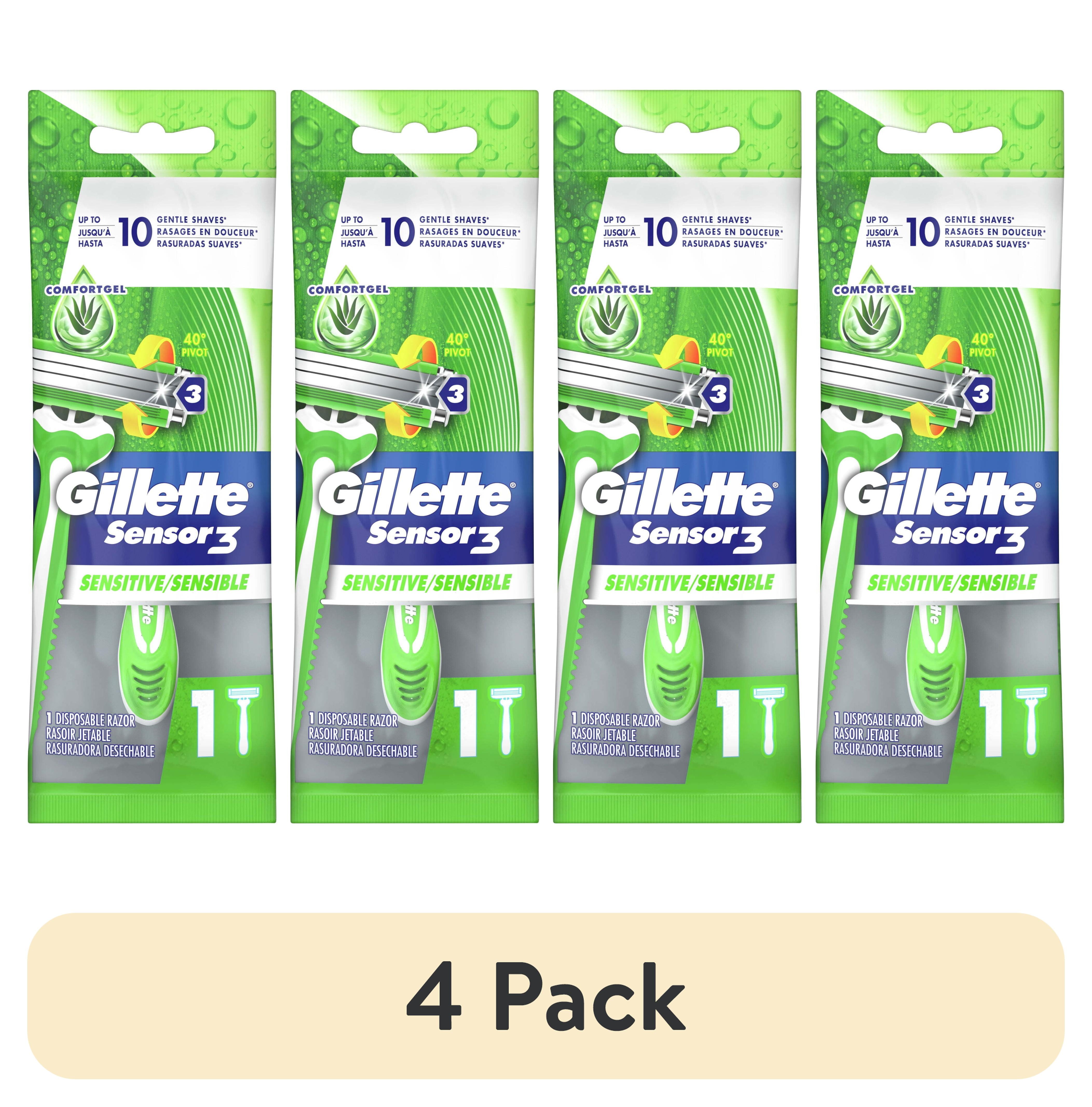 (4 pack) Gillette Sensor3 Sensitive Men's Disposable Razor, 1 Razor ...