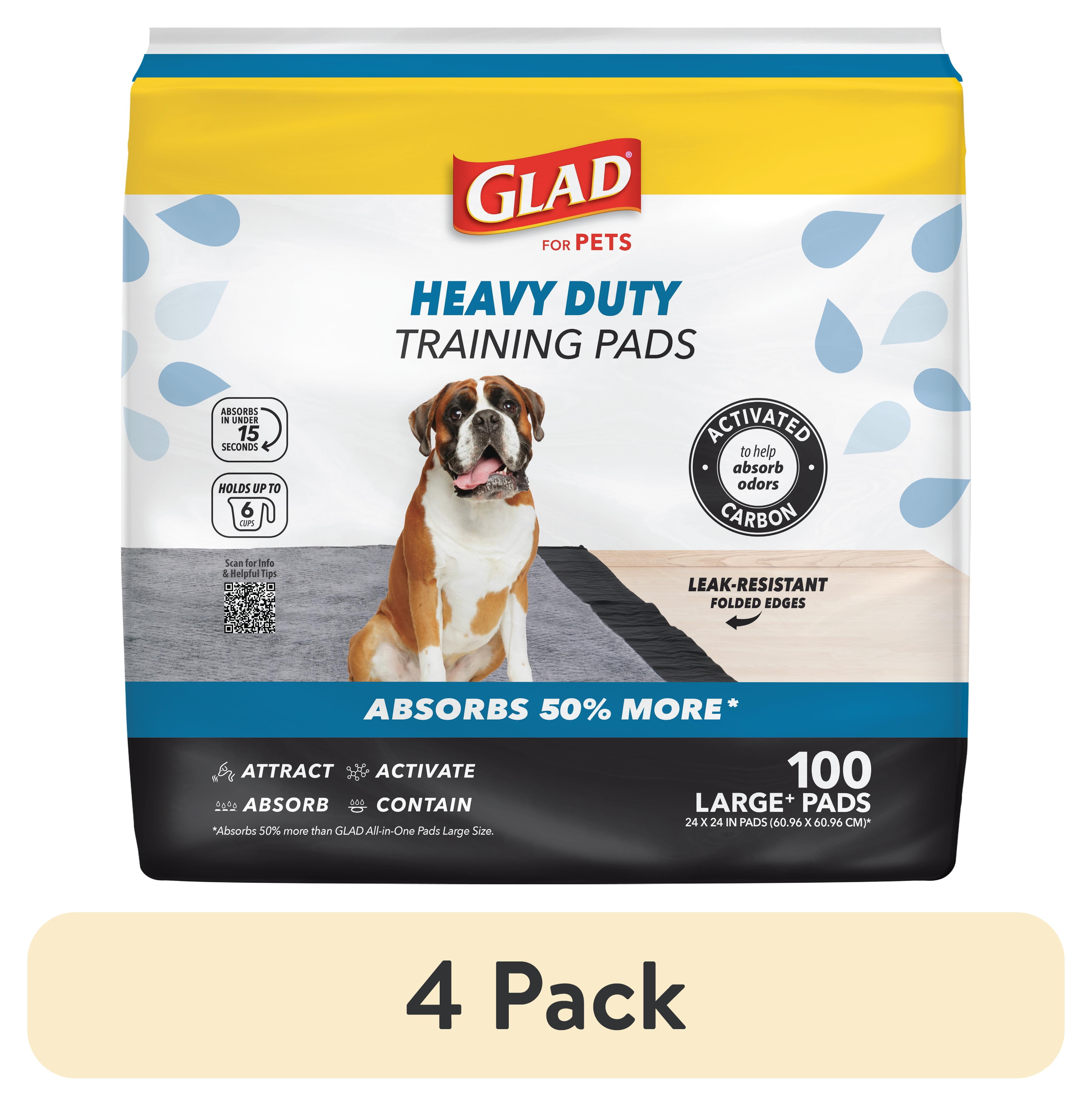 (4 pack) Glad For Pets Heavy Duty Activated Carbon Dog Training Pads 24 ...