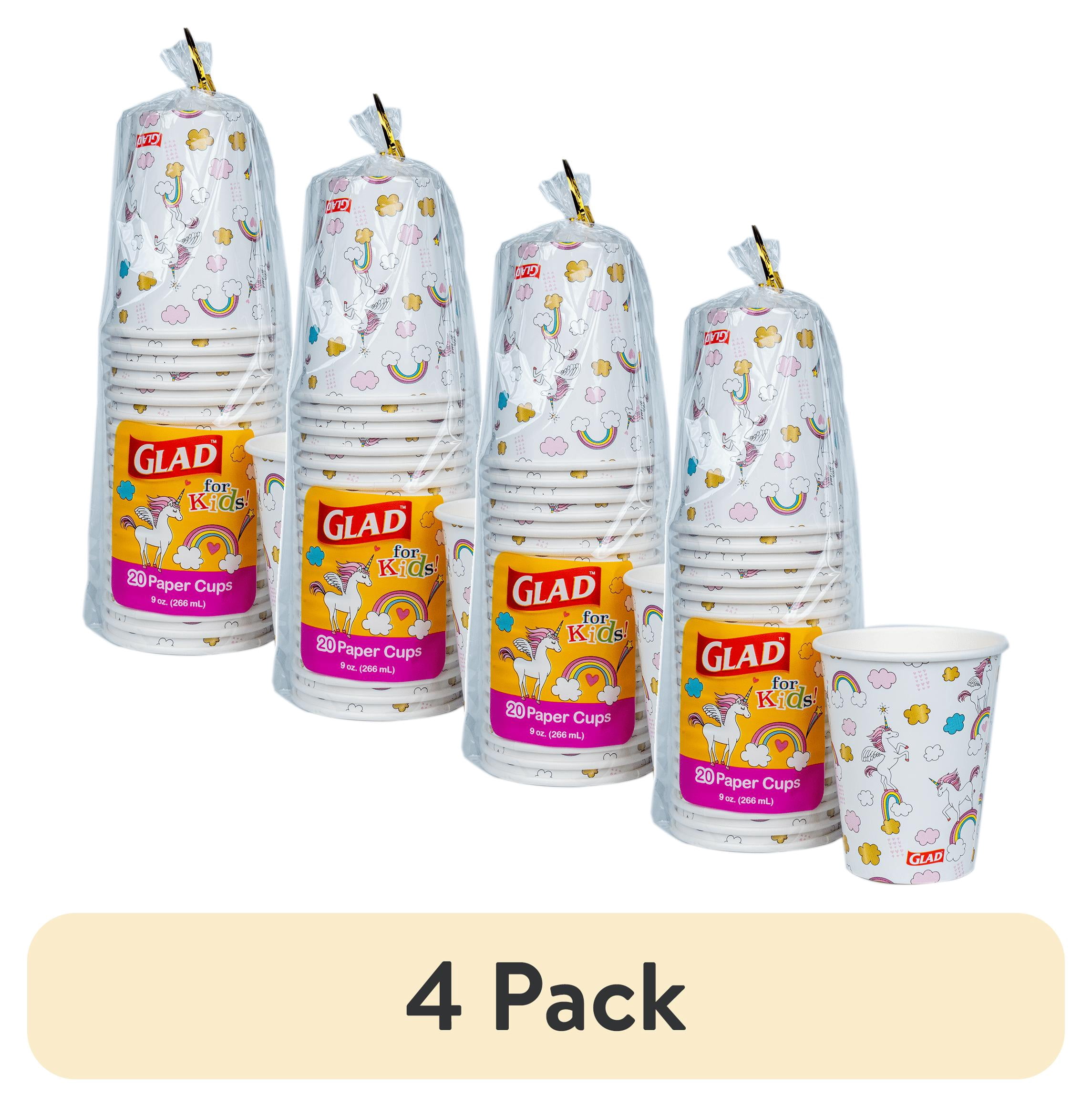 (4 pack) Glad Kids Unicorns Paper Cups 9oz 20ct - Walmart.com