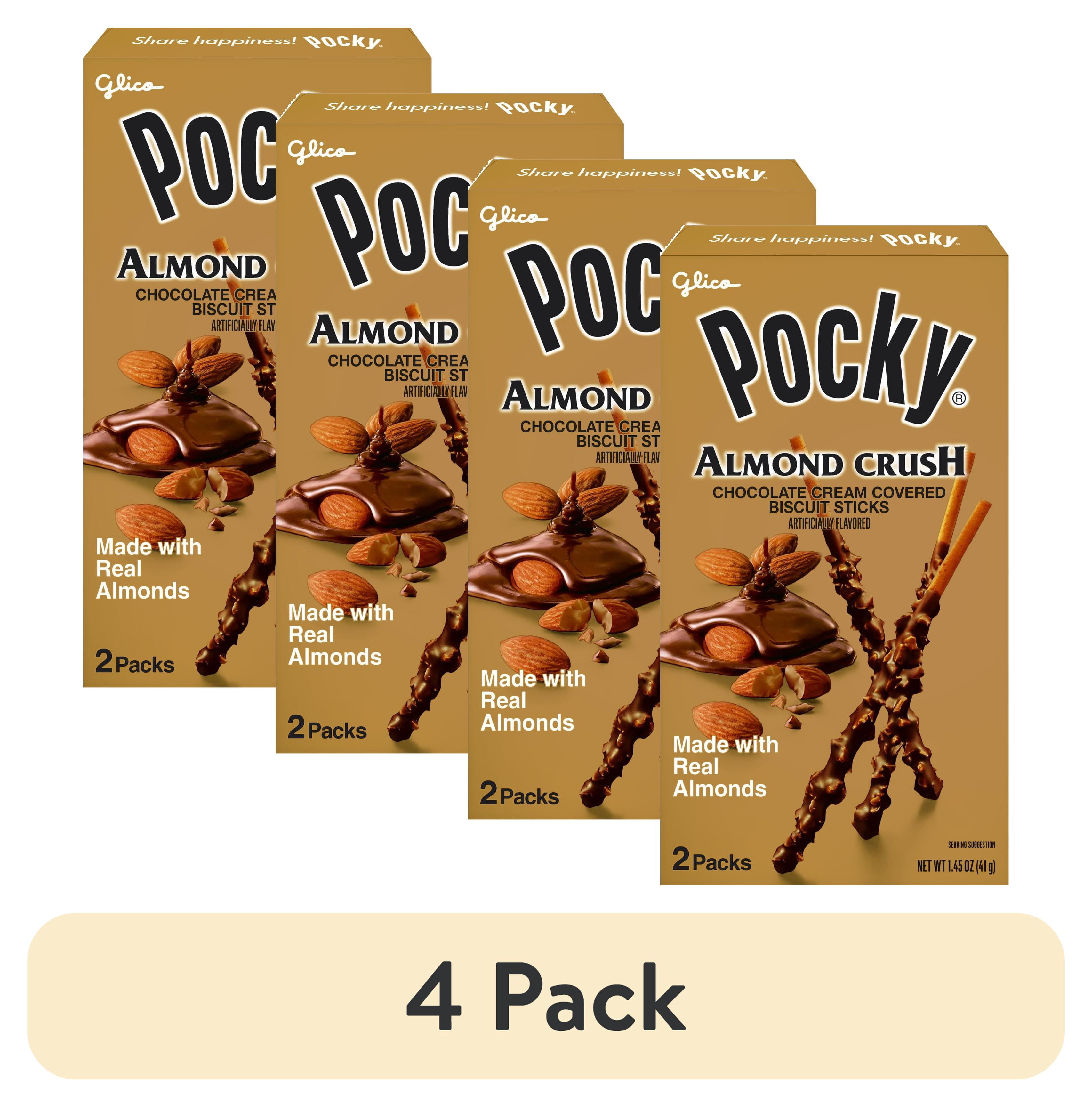 (4 pack) Glico Pocky Almond Crush, 2 pack, 1.45 oz Box, Made with Real ...