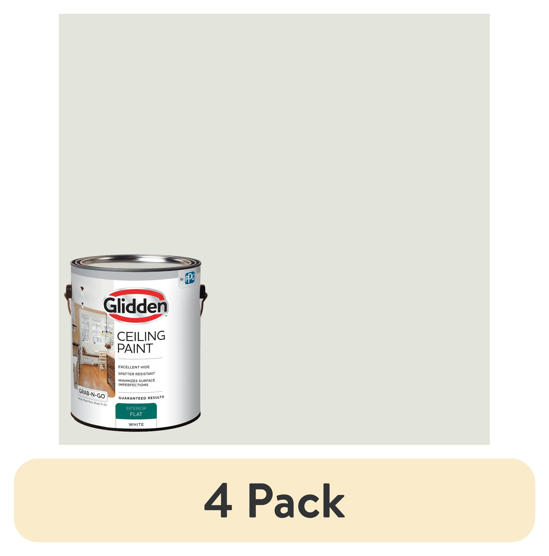 (4 pack) Glidden Grab-N-Go Interior Ceiling Paint Flat, White, 1 Gallon ...