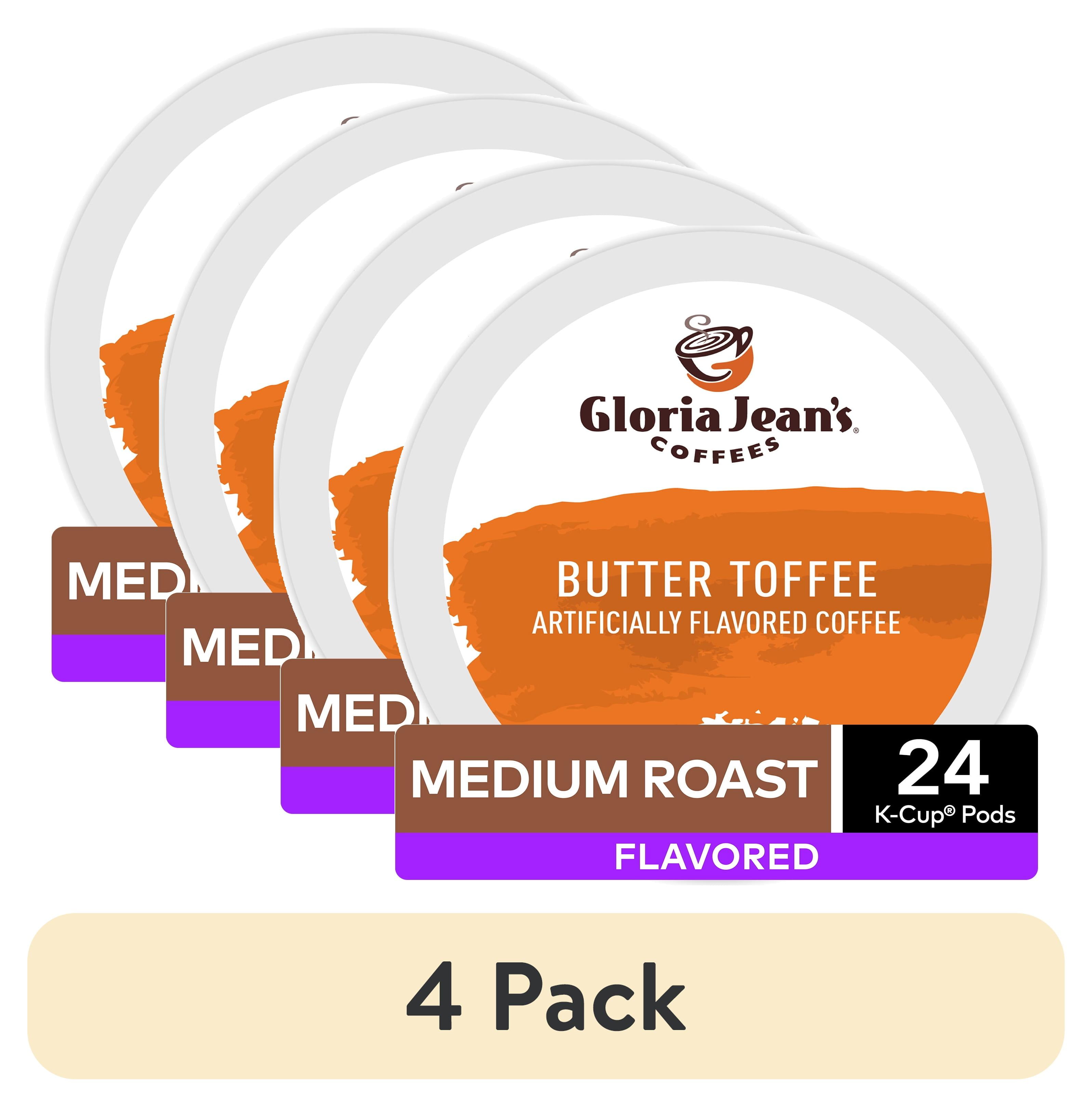 (4 pack) Gloria Jean's Coffees Butter Toffee Flavored K-Cup Pods, Light ...
