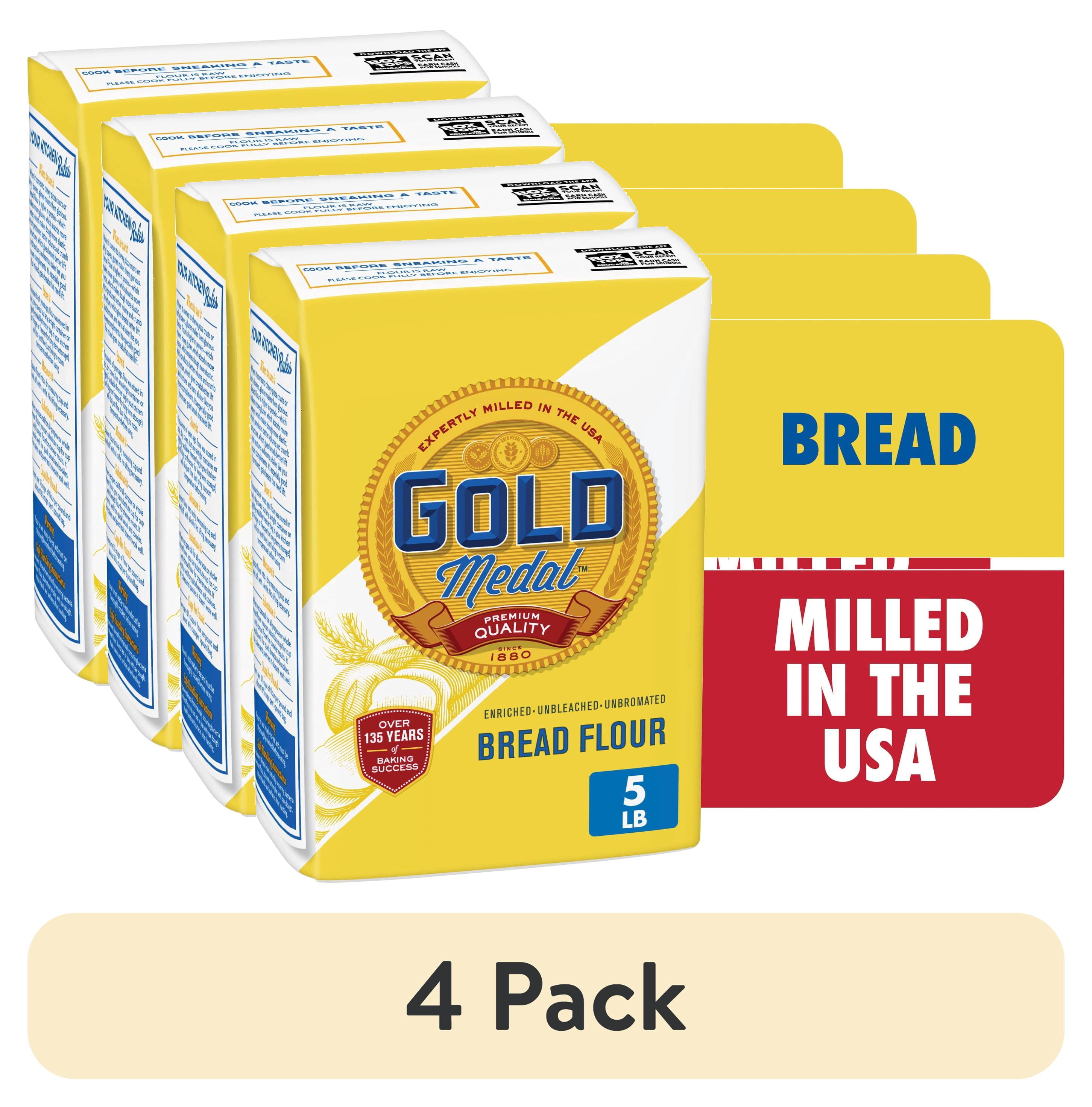 (4 pack) Gold Medal Premium Quality Bread Flour for Baking 5 lb ...