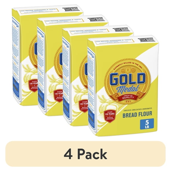 (4 pack) Gold Medal Premium Quality Bread Flour for Baking 5 lb ...