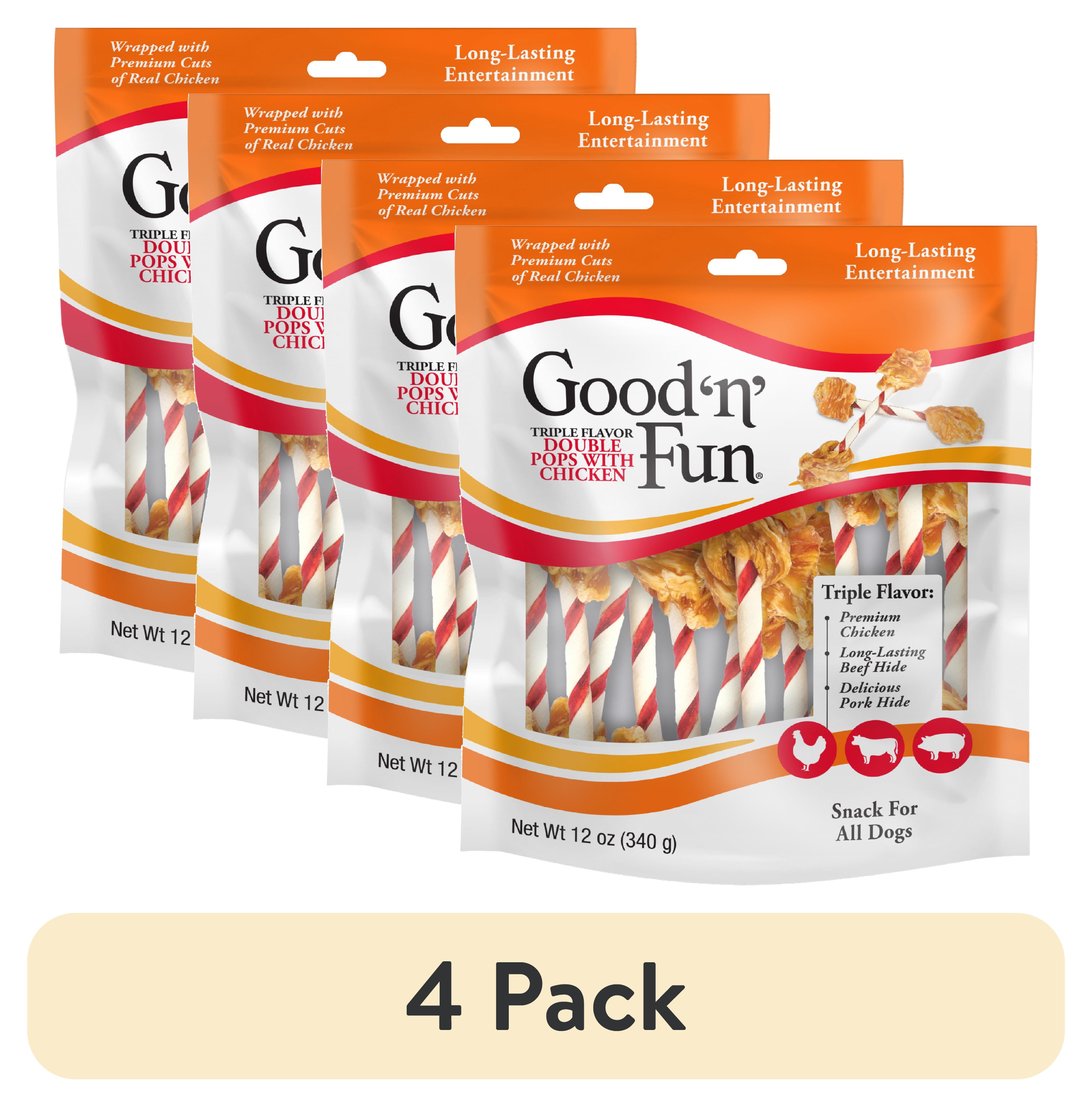 (4 pack) Good ’n’ Fun Triple Flavor Double Pops with Chicken, Rawhide ...