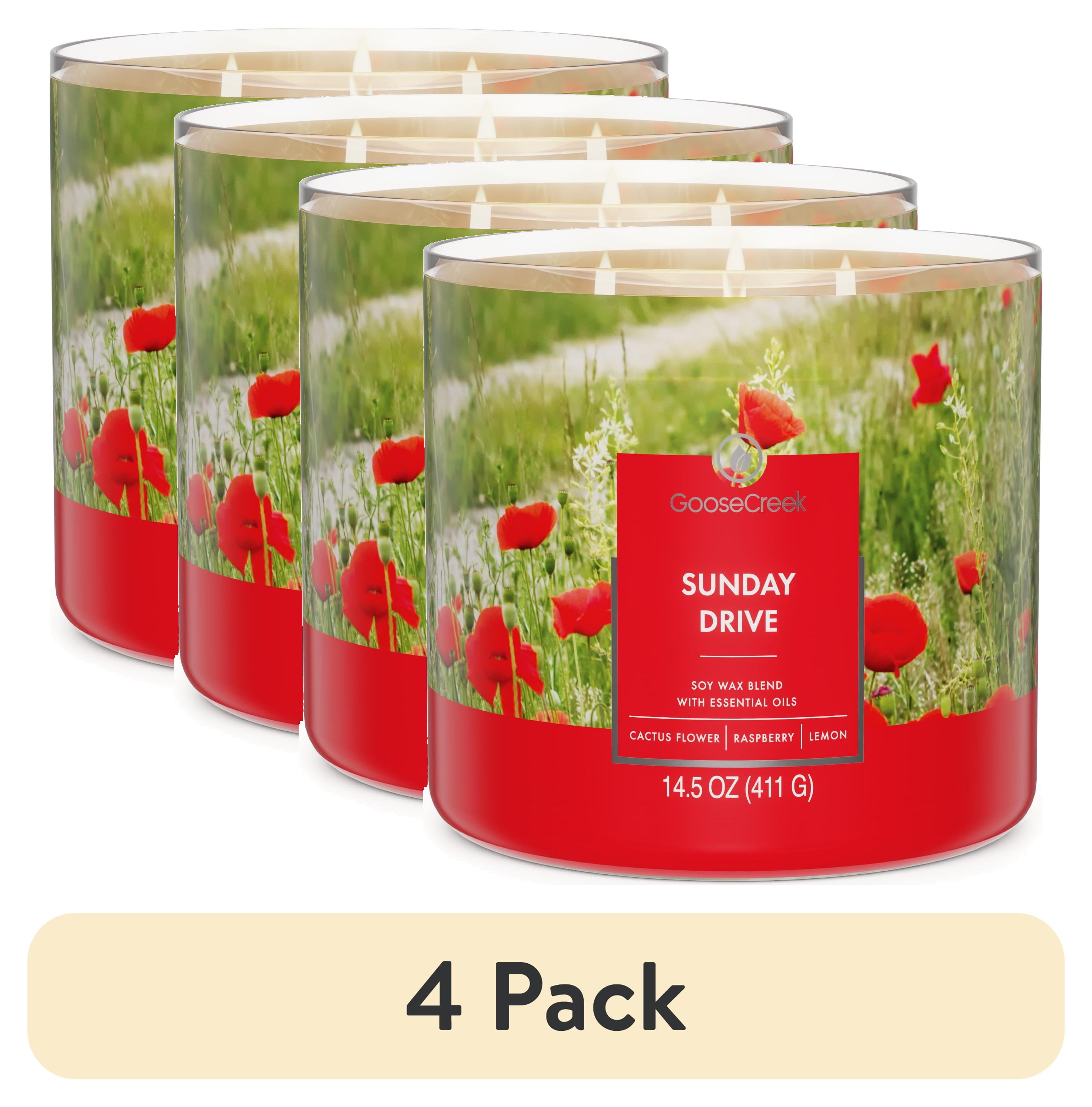 (4 pack) Goose Creek 3-Wick Sunday Drive Scented Jar Candle, 14.5oz ...