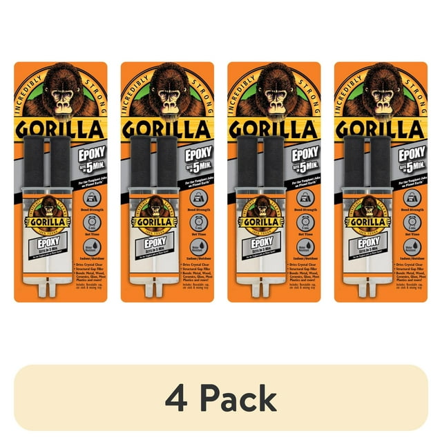 (4 pack) Gorilla Glue Epoxy 0.85 Ounce Syringe, Two Part Resin and ...