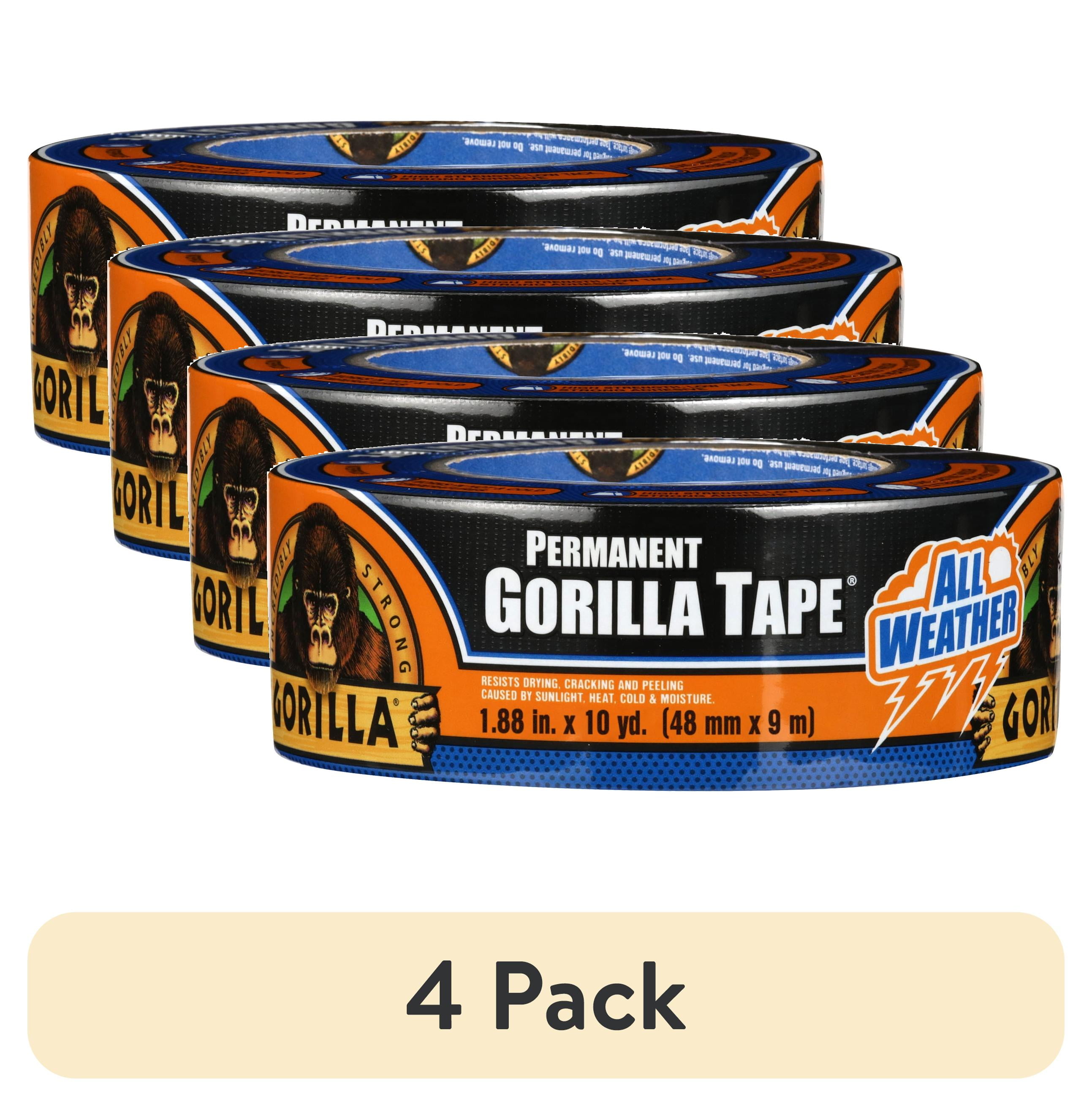 (4 pack) Gorilla Permanent All Weather Black Tape 1.88 in x 10 Yard ...