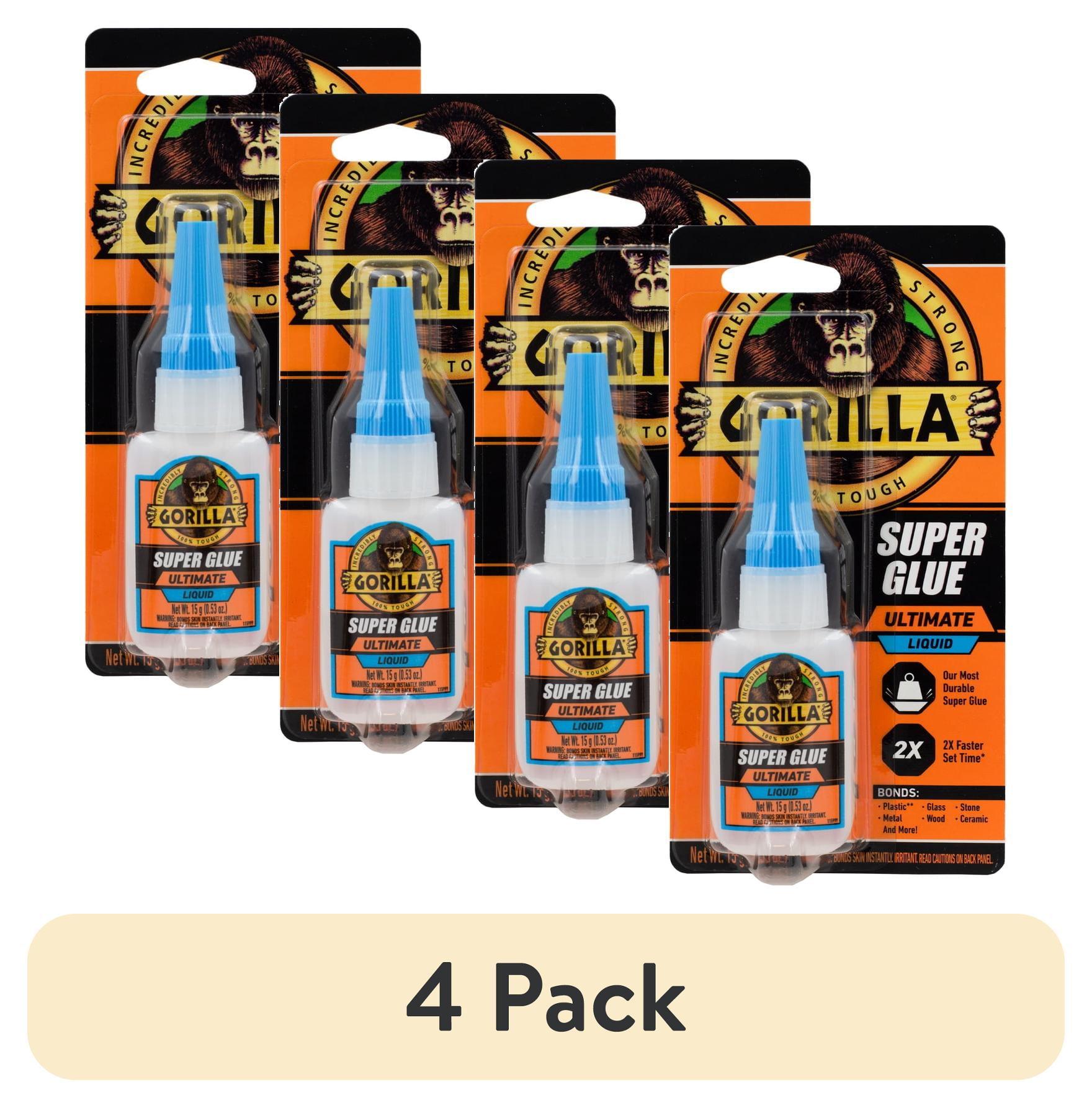 (4 pack) Gorilla Super Glue Ultimate Liquid Clear 15g Bottle, Product ...