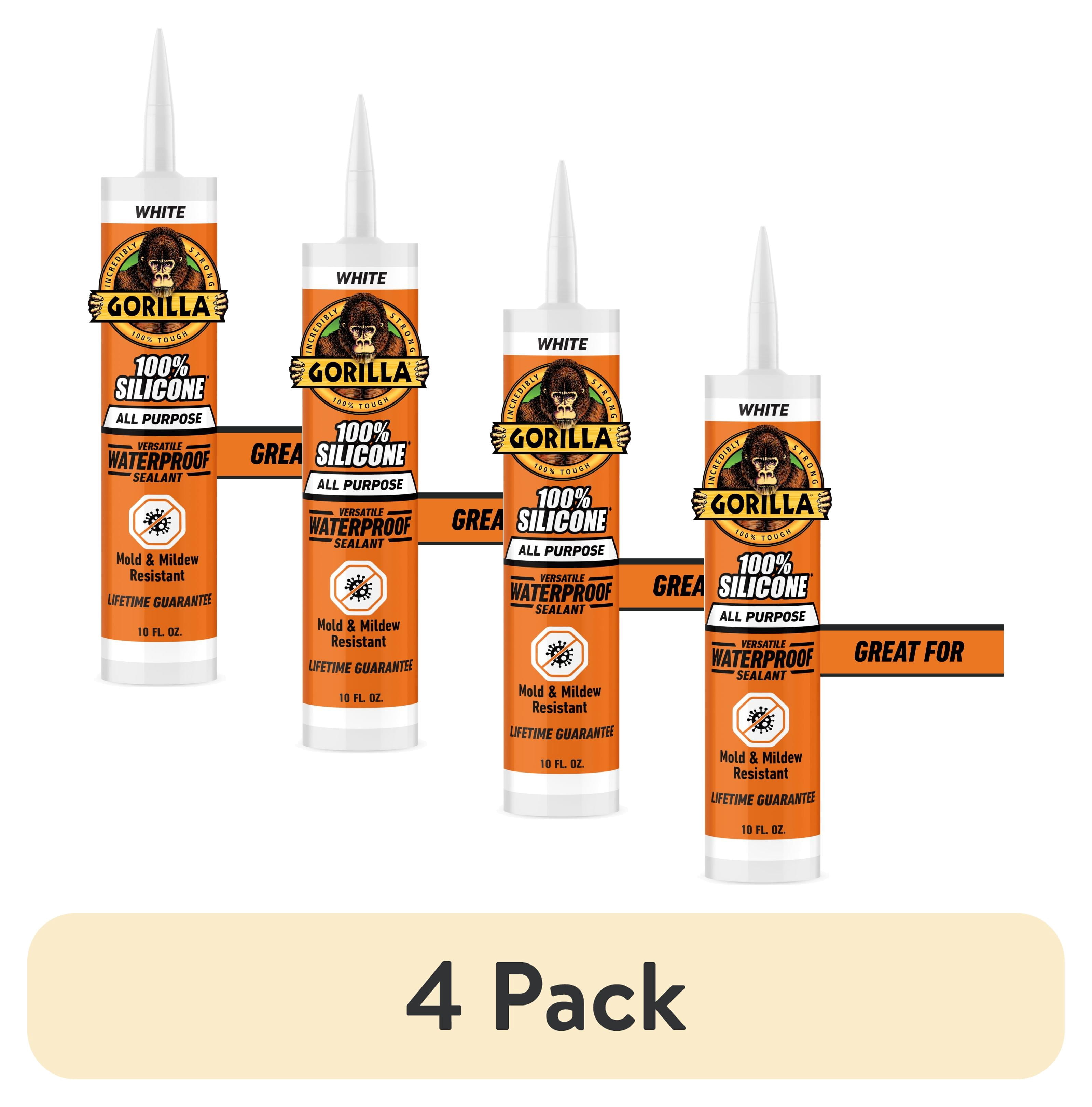 (4 pack) Gorilla Waterproof Caulk & Seal Silicone Sealant, 10oz ...