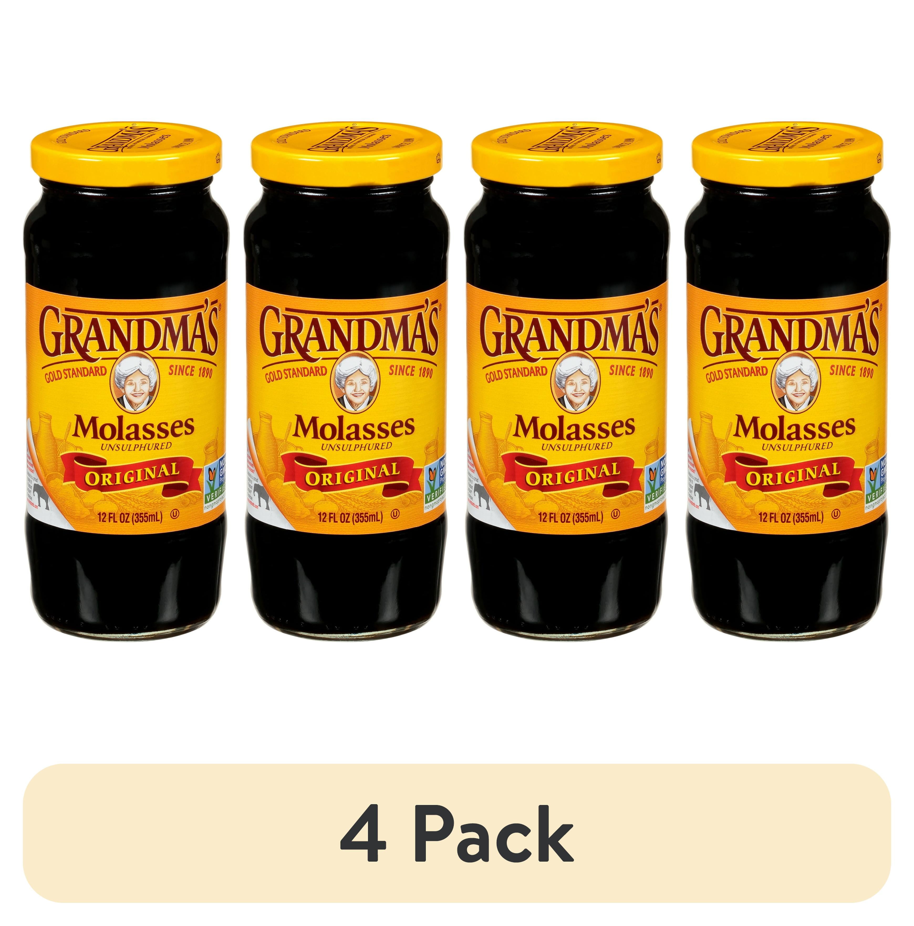 (4 pack) Grandma's Original Molasses, Unsulphured, 12 fl oz Jar (Pack ...