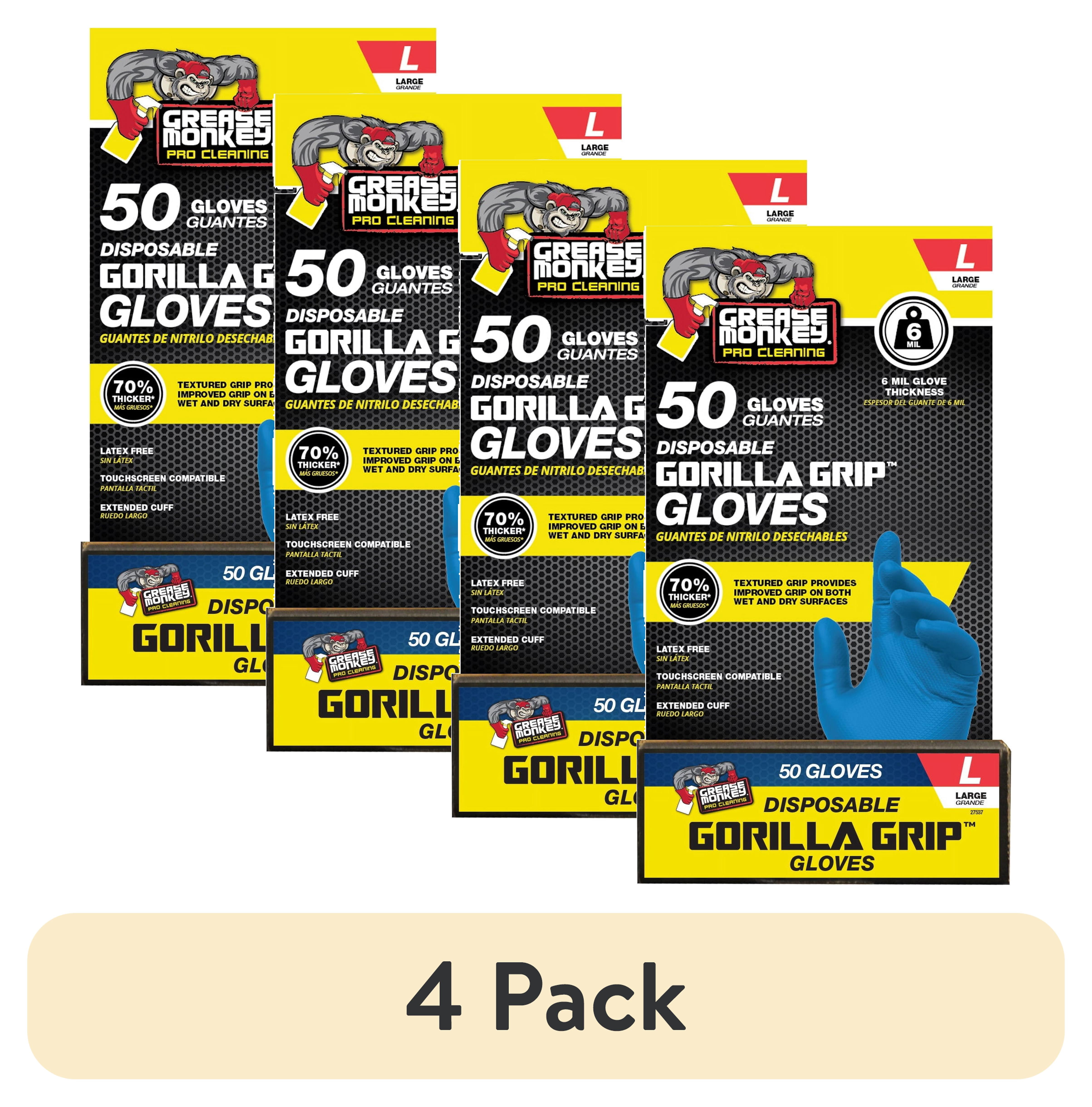 (4 pack) Grease Monkey Pro Cleaning, Disposable Nitrile Gloves, Blue ...