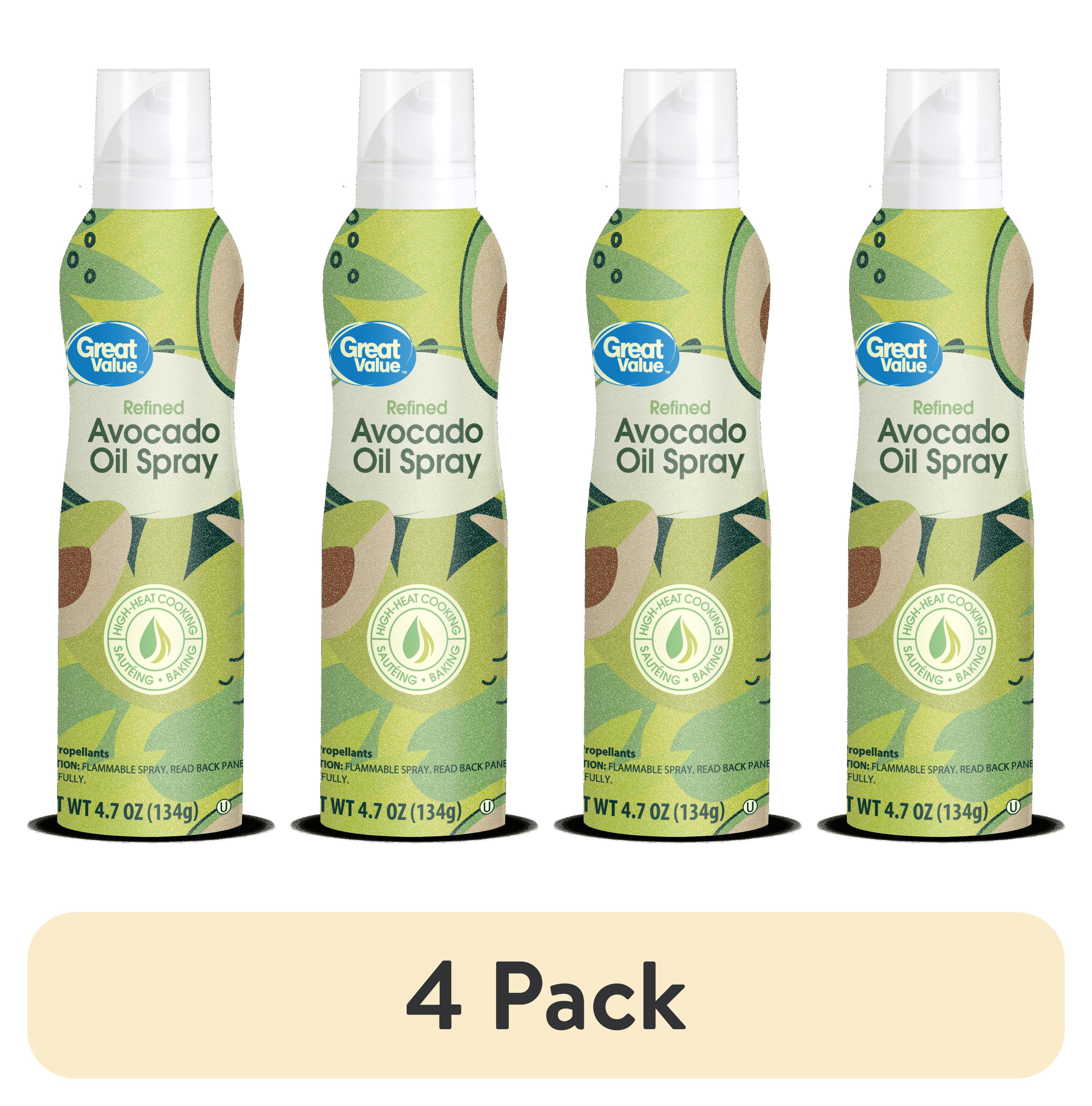 (4 pack) Great Value 100% Pure Avocado Oil Cooking Spray, 4.7 oz, Metal ...