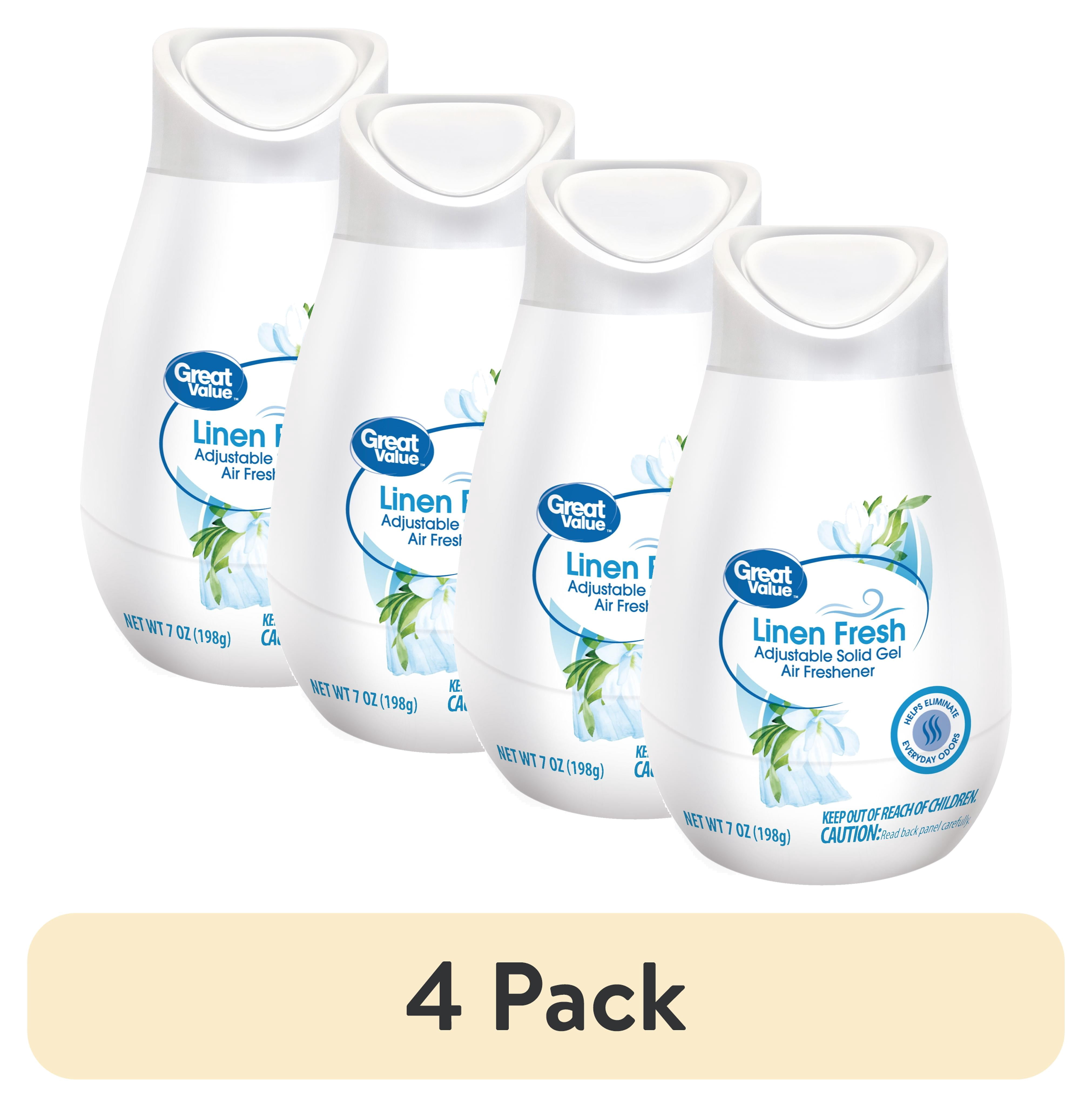 (4 pack) Great Value Adjustable Solid Gel Cone Air Freshener, Linen ...