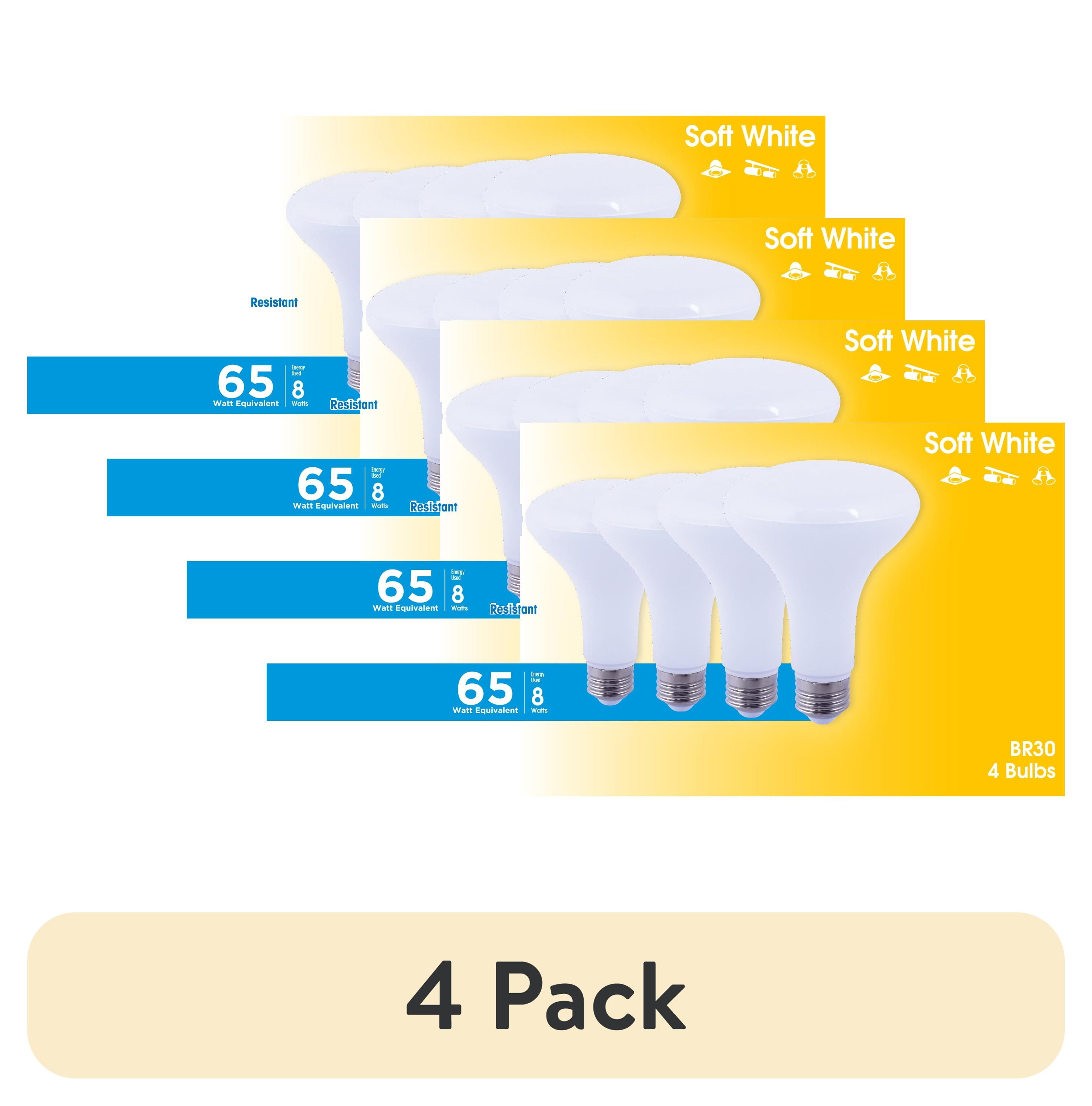 (4 pack) Great Value BR30 LED 8W (65W Equivalent) Soft White E26 Medium ...