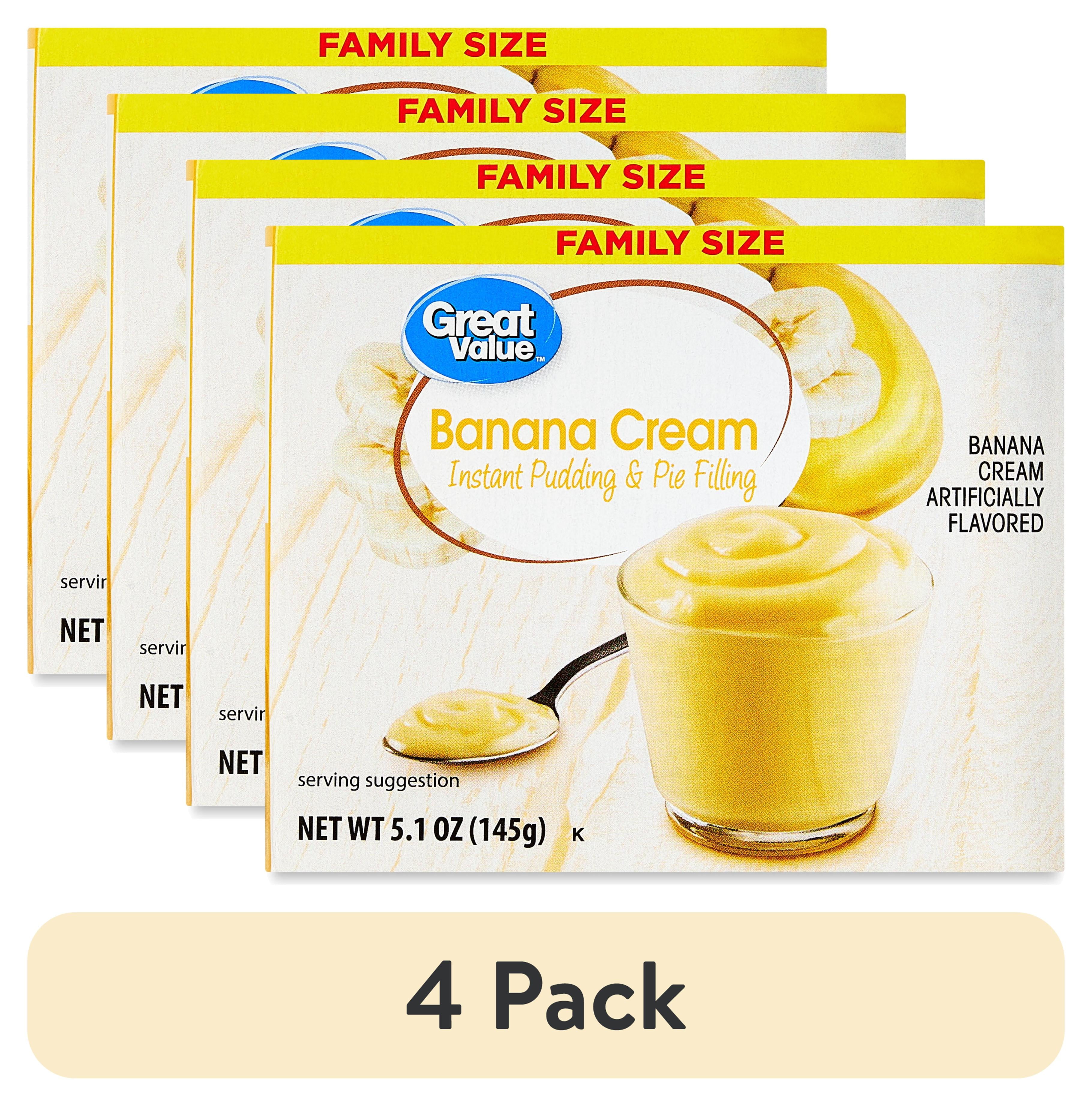 (4 pack) Great Value Banana Cream Family Size Pudding 5.1 oz Box ...