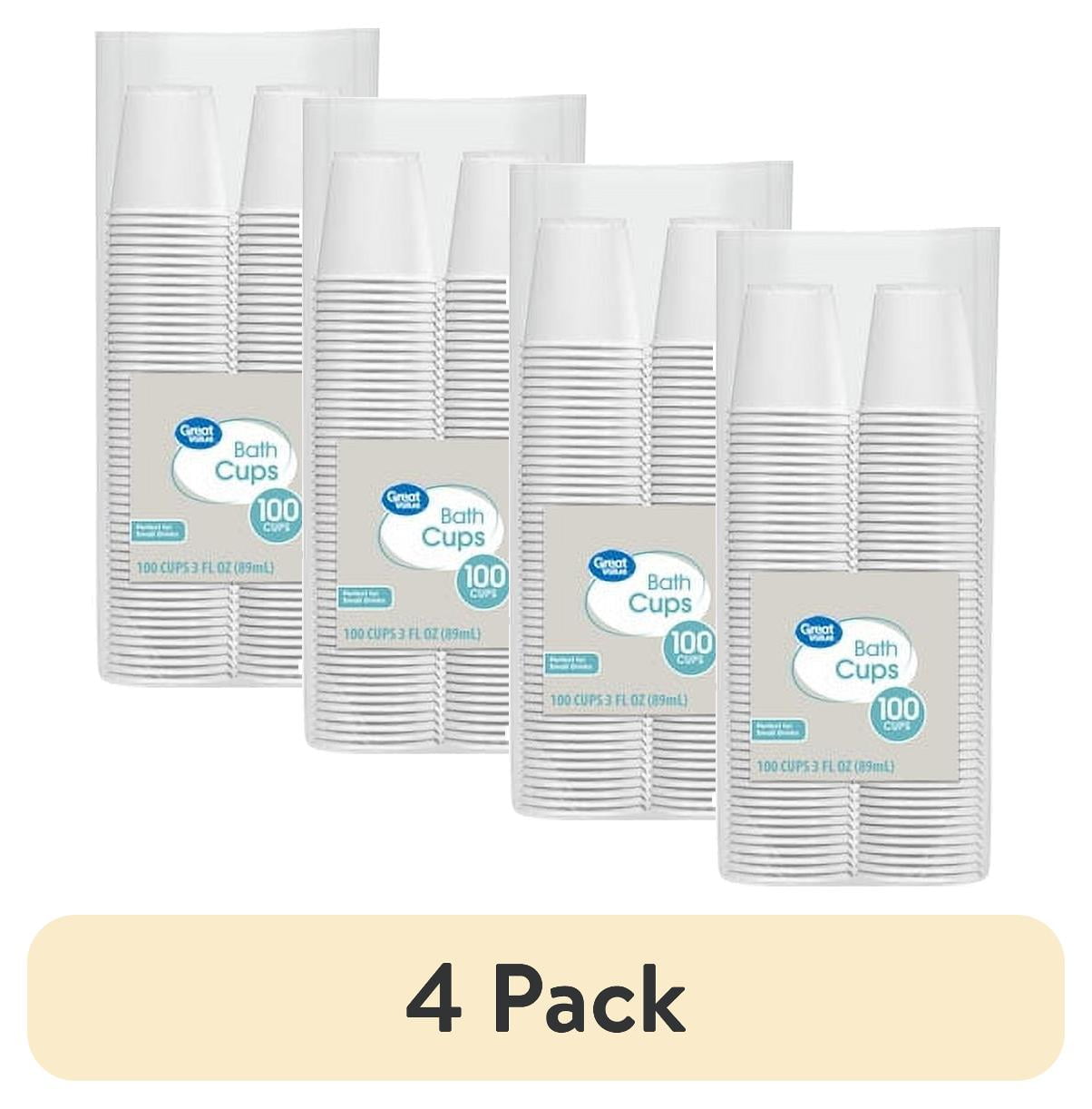 (4 pack) Great Value Bath Disposable Plastic Cups, 3 oz, White, 100 ...
