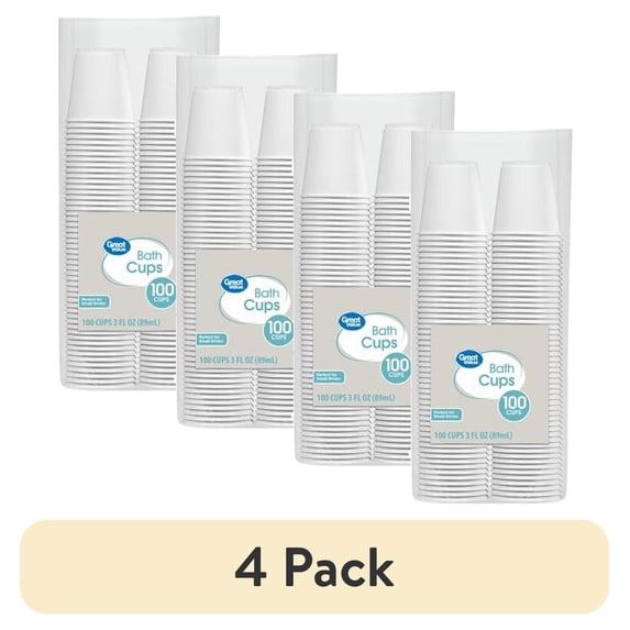 (4 pack) Great Value Bath Disposable Plastic Cups, 3 oz, White, 100 ...
