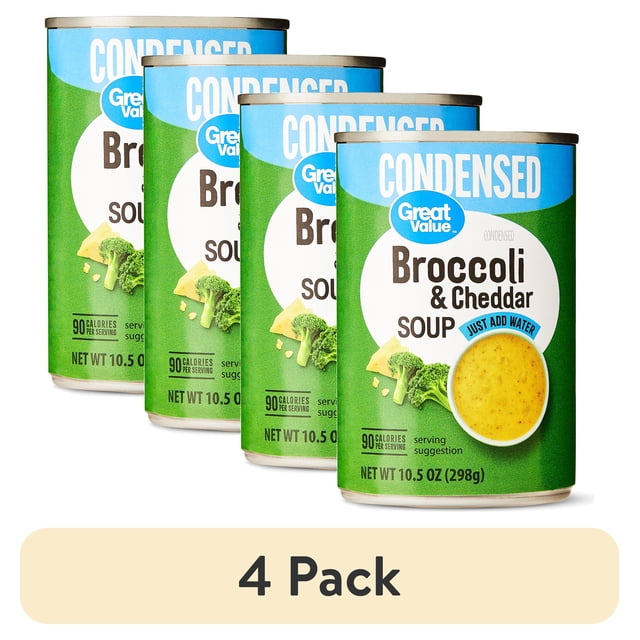(4 pack) Great Value Broccoli & Cheddar Condensed Soup, 10.5 oz Can ...