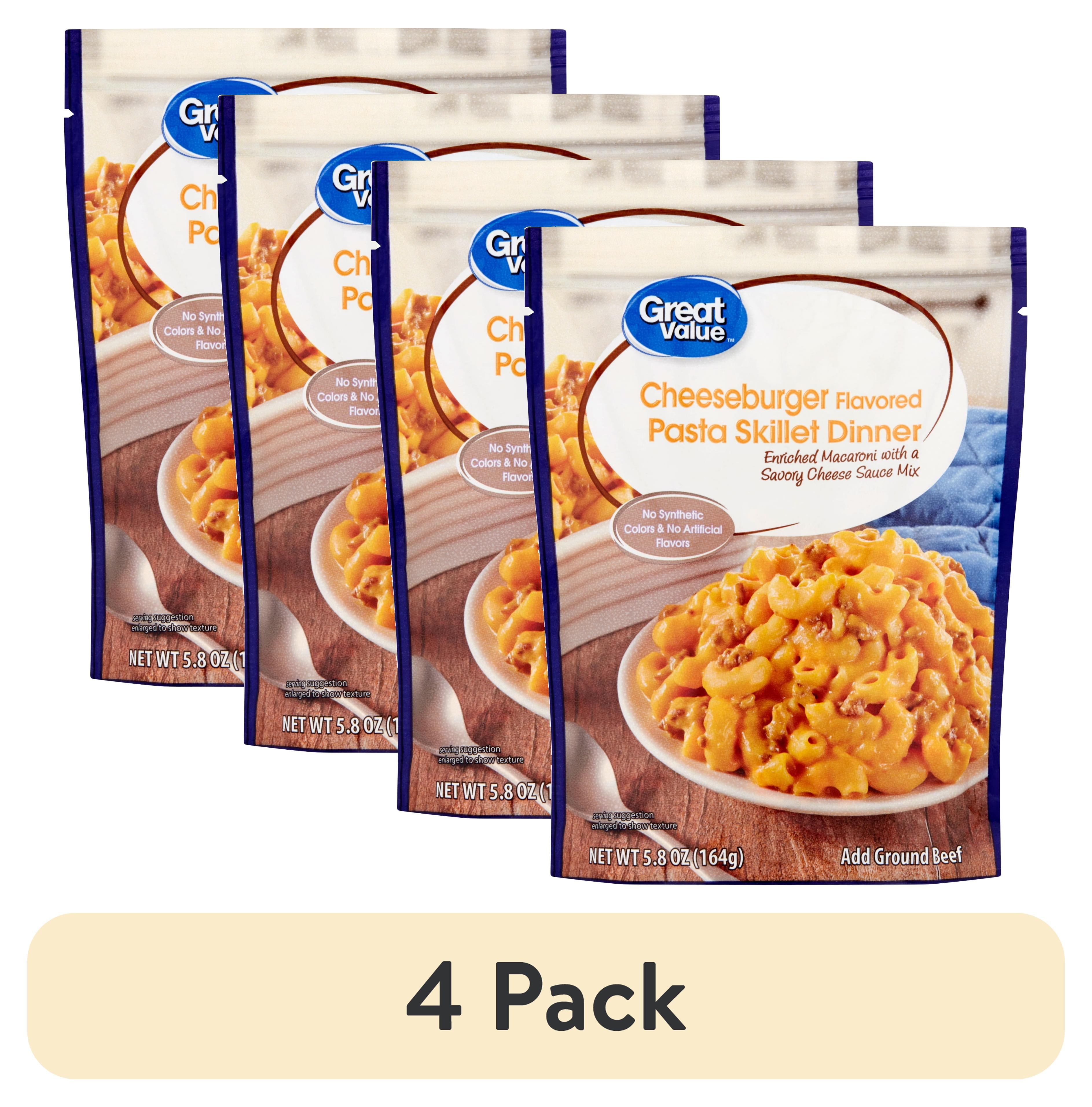 (4 pack) Great Value Cheeseburger Pasta Skillet Dinner, 5.8 oz (Shelf ...