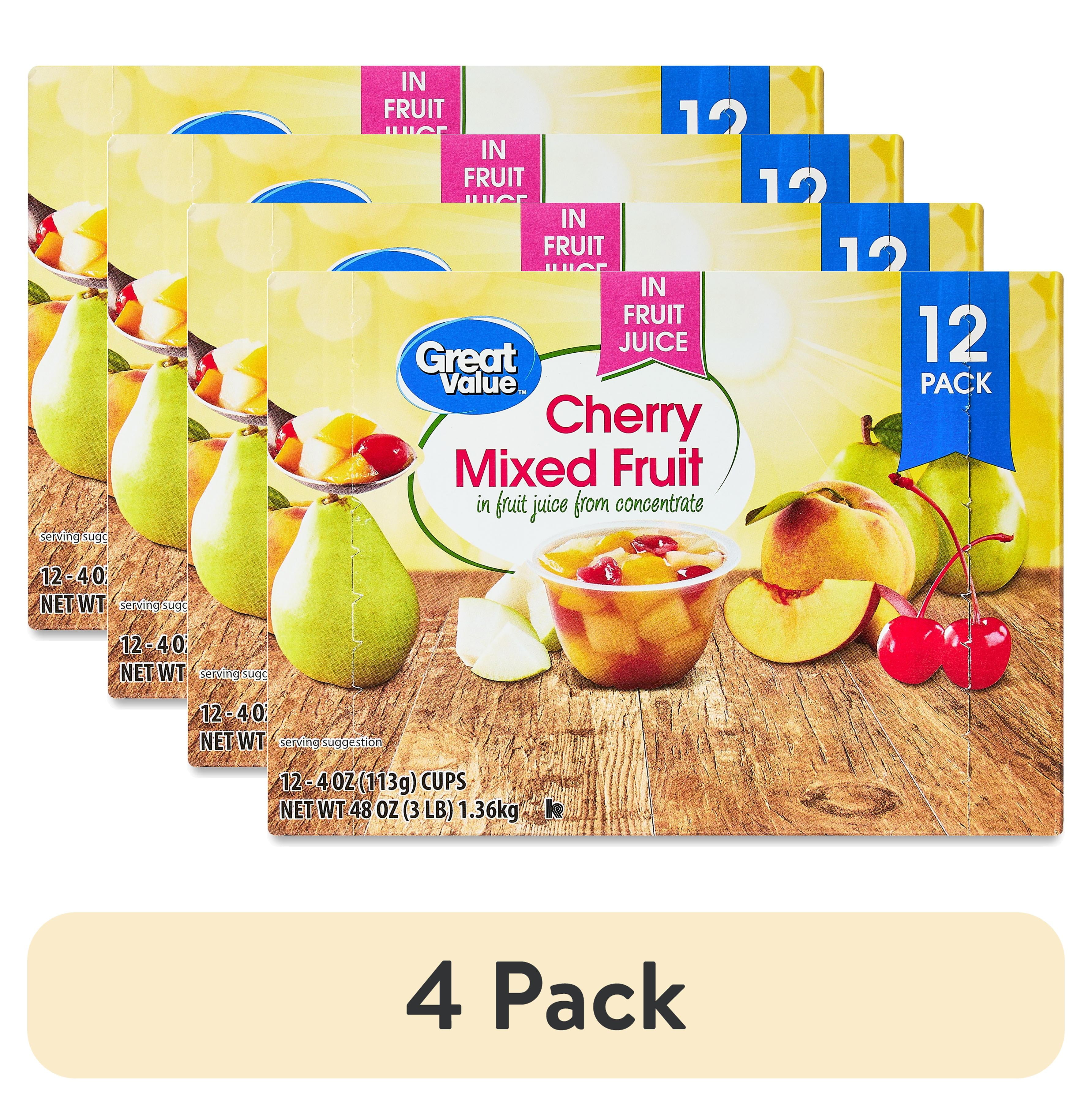 (4 pack) Great Value Cherry Mixed Fruit, 4 oz, 12 Count - Walmart.com