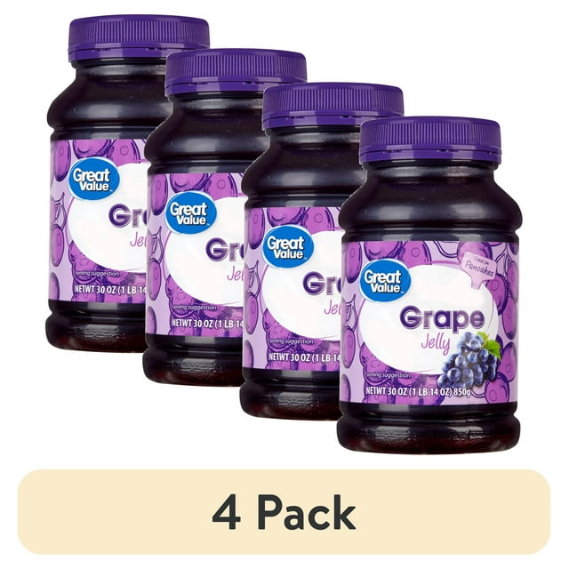 Great Value Concord Grape Jelly 4 Pack, 30 oz for Breakroom - Walmart ...