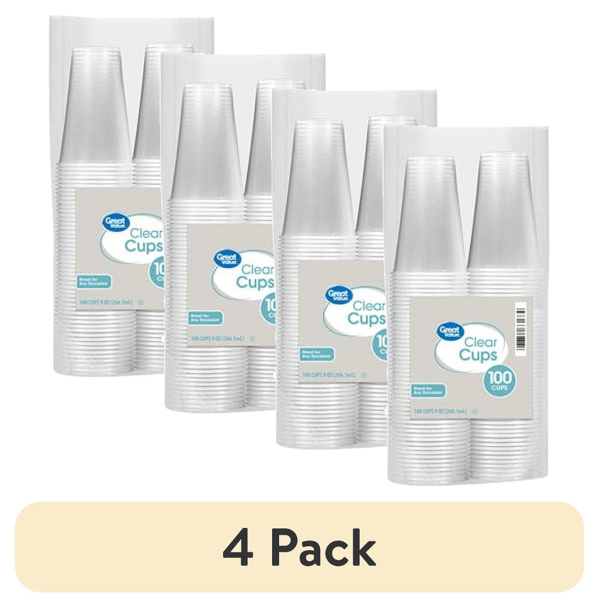 (4 pack) Great Value Disposable Plastic Cups, Clear, 9 oz, 100 Count ...