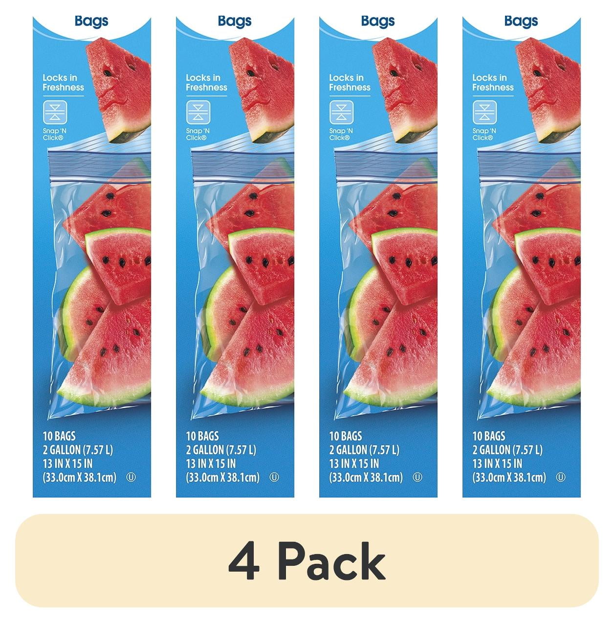 (4 pack) Great Value Double Zipper Freezer Bags, 2 Gallon, 10 Count ...
