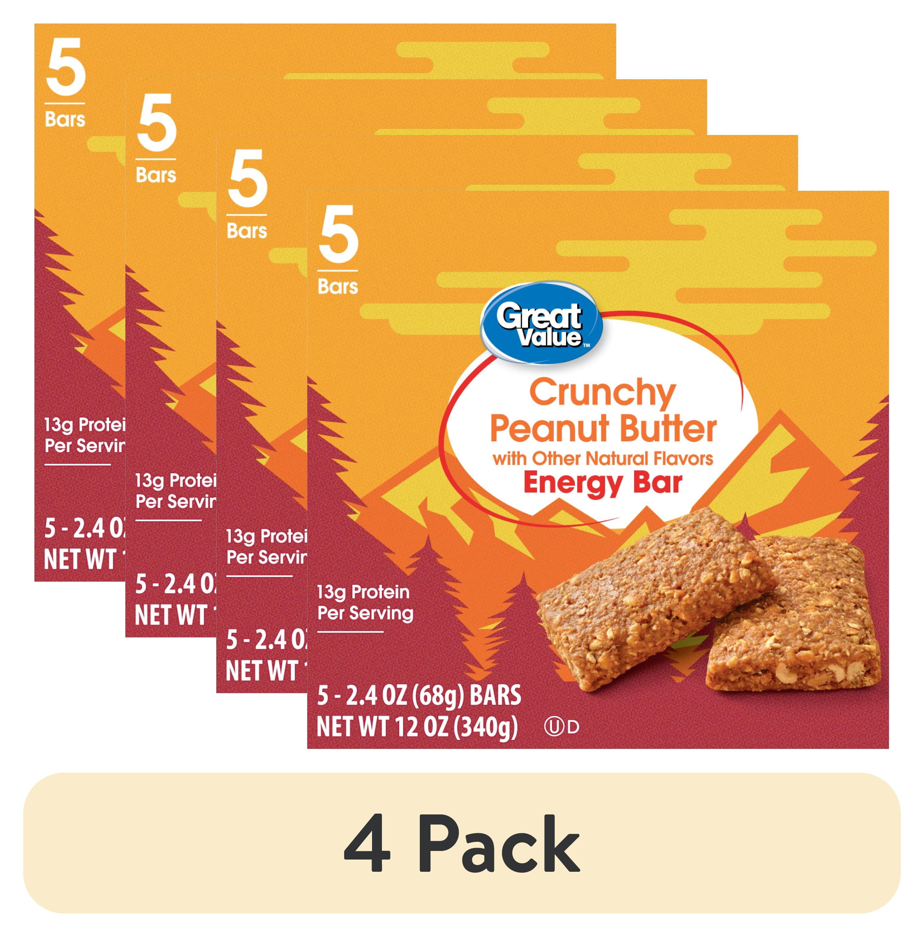 (4 pack) Great Value Energy Bar, Crunchy Peanut Butter, 2.4 oz, 5 Count ...