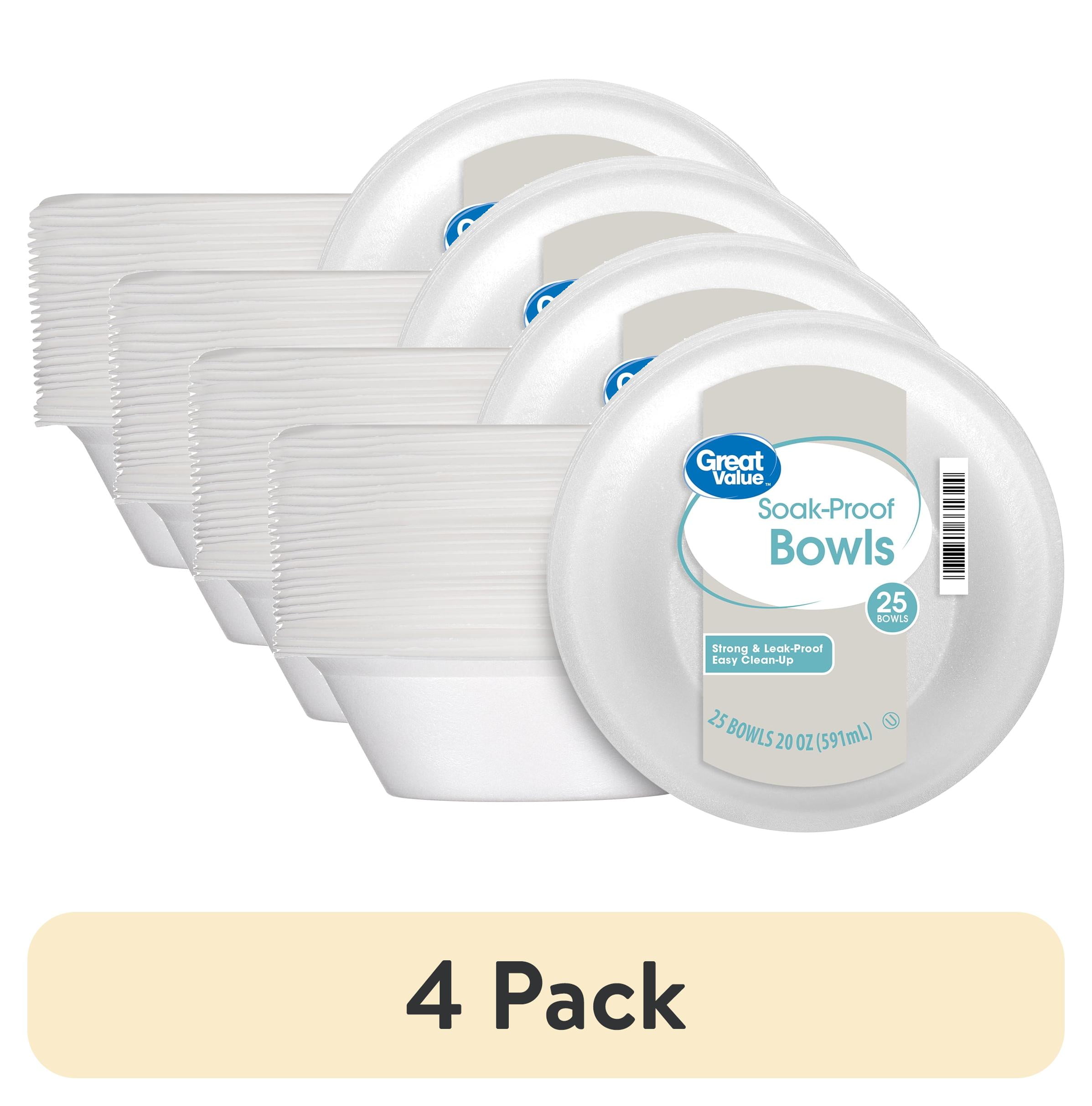 (4 pack) Great Value Everyday Disposable Foam Bowls, 20 oz, 25 Count ...