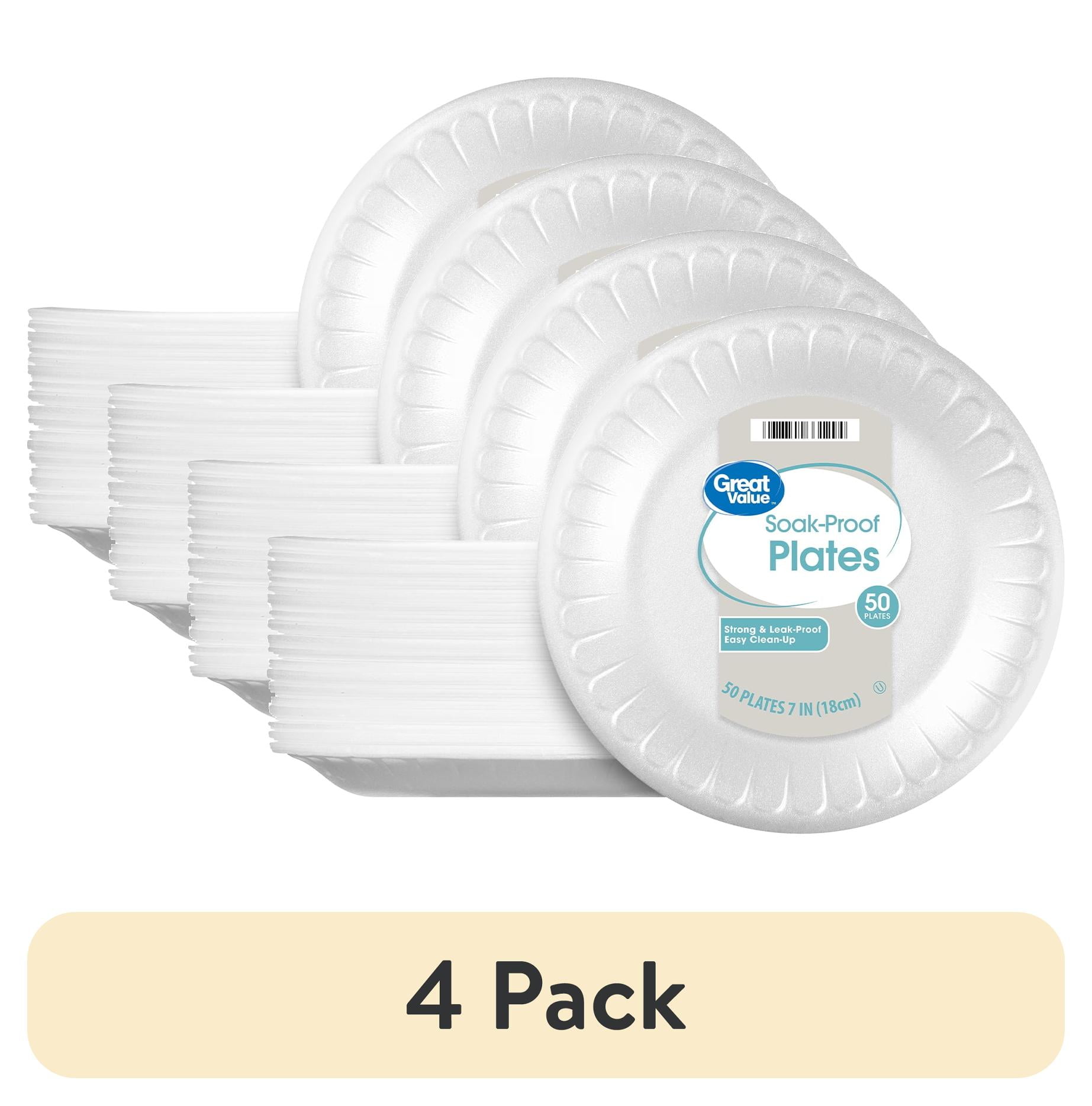 (4 pack) Great Value Everyday Disposable Foam Plates, 7 inch, 50 Count ...