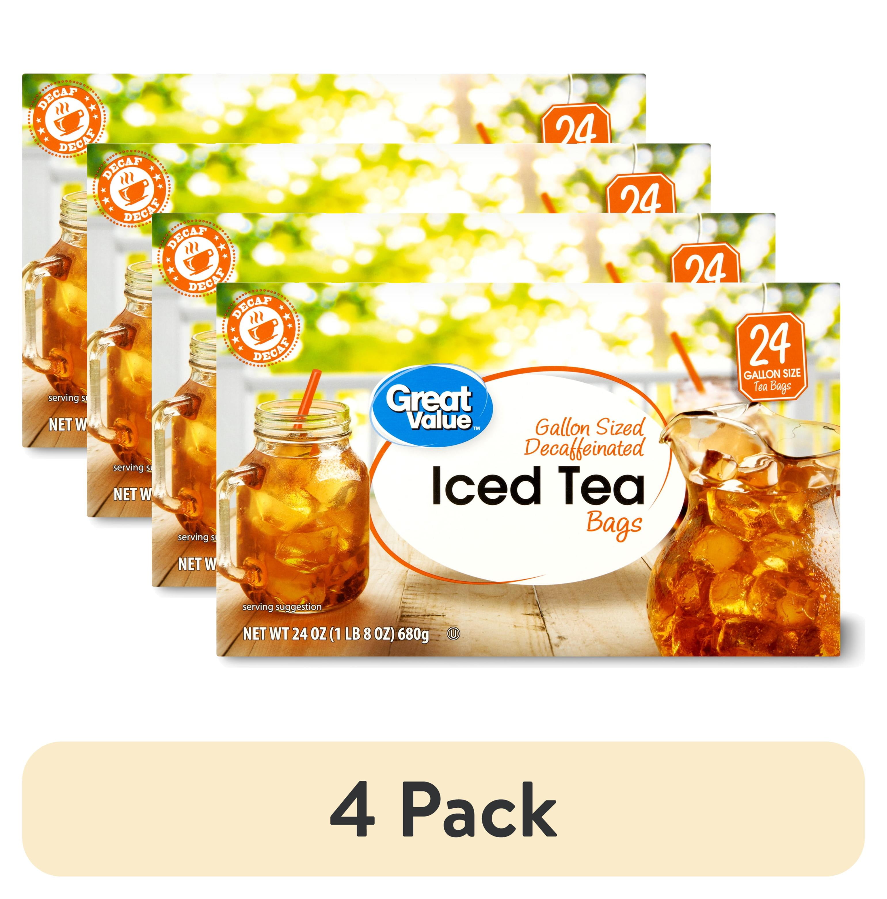 (4 pack) Great Value Gallon Sized Decaffeinated Iced Tea Bags, 24 oz ...