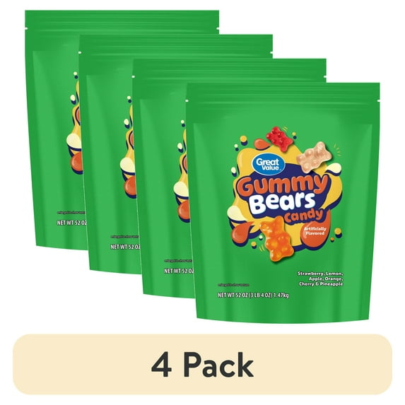 (4 pack) Great Value Gummy Bears Candy, 52 oz Bag - Walmart.com