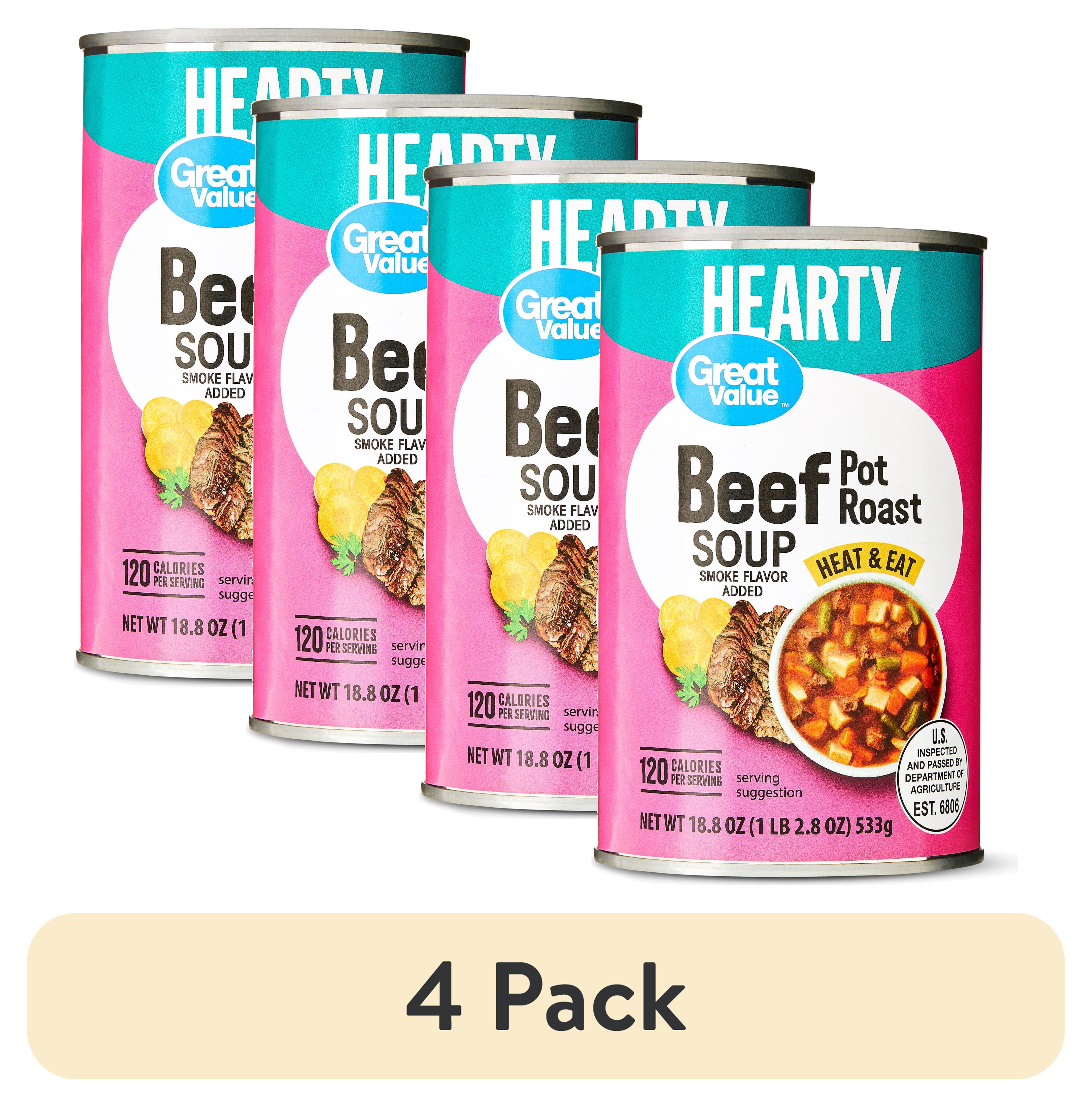(4 pack) Great Value Hearty Beef Pot Roast Soup, Heat and Eat, 18.8 oz ...