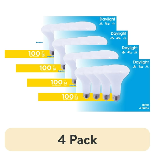 (4 pack) Great Value BR30 LED Floodlight Bulb, 14-Watt (100W Equivalent ...