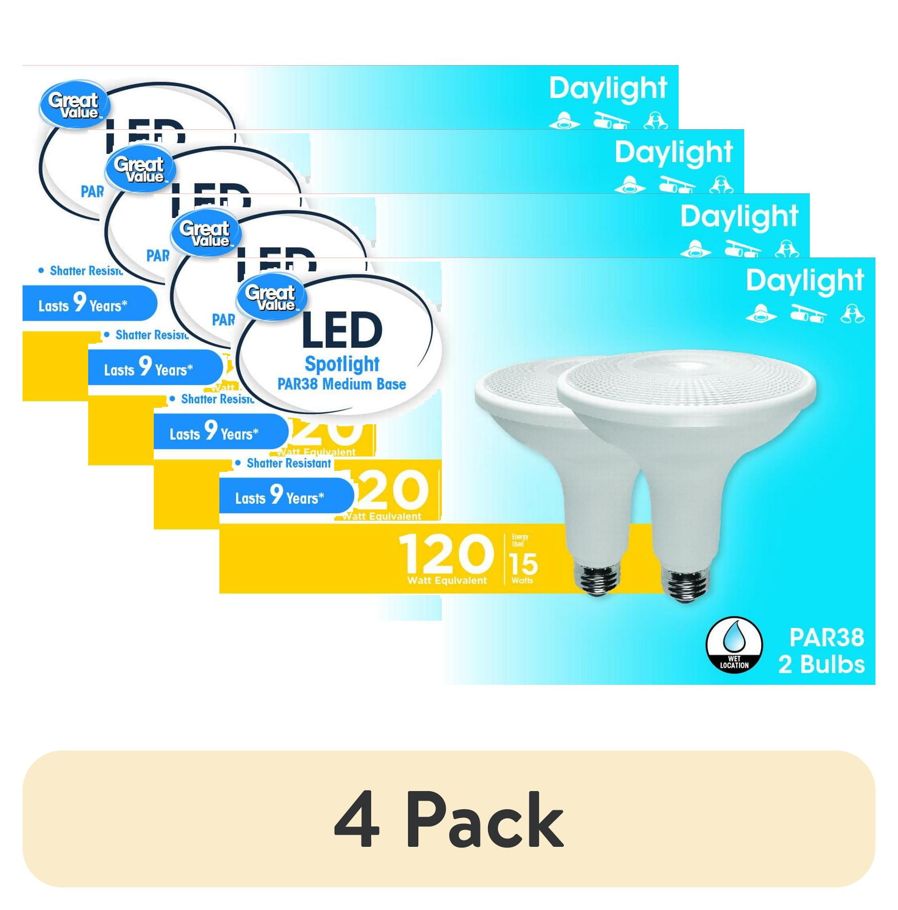 (4 pack) Great Value LED Light Bulb, 15 Watts (120W Equivalent) PAR38 ...
