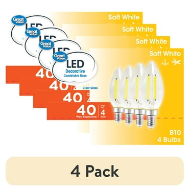 Great Value Dimmable Soft White LED B10 Candelabra Lamp E12 4W 60W Eqv ...
