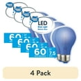 (4 pack) Great Value A19 LED 7.5W (60W Equivalent) Blue E26 Medium Base ...