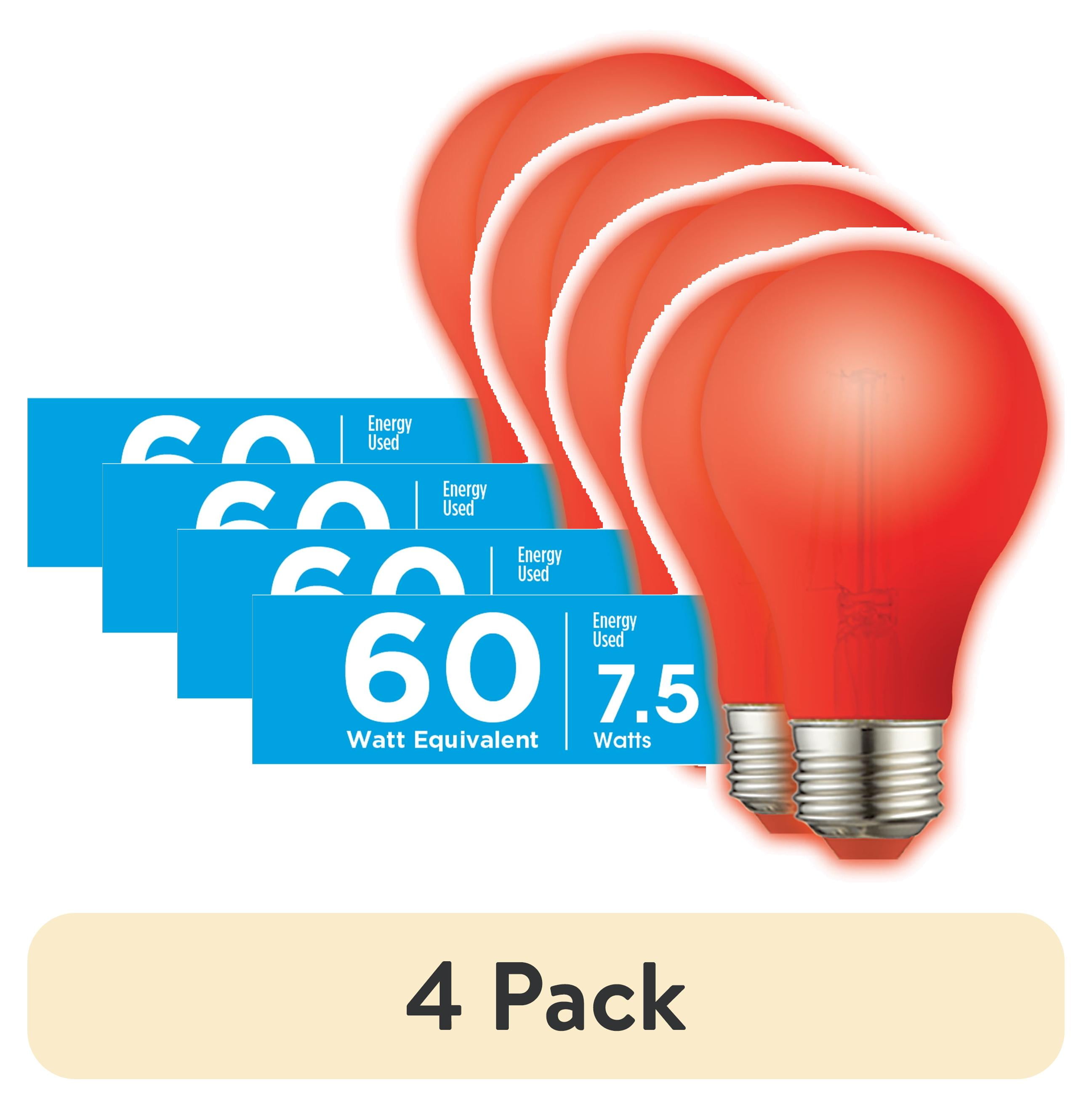 (4 pack) Great Value LED Light Bulb, 7.5 Watts (60W Equivalent) A19 ...