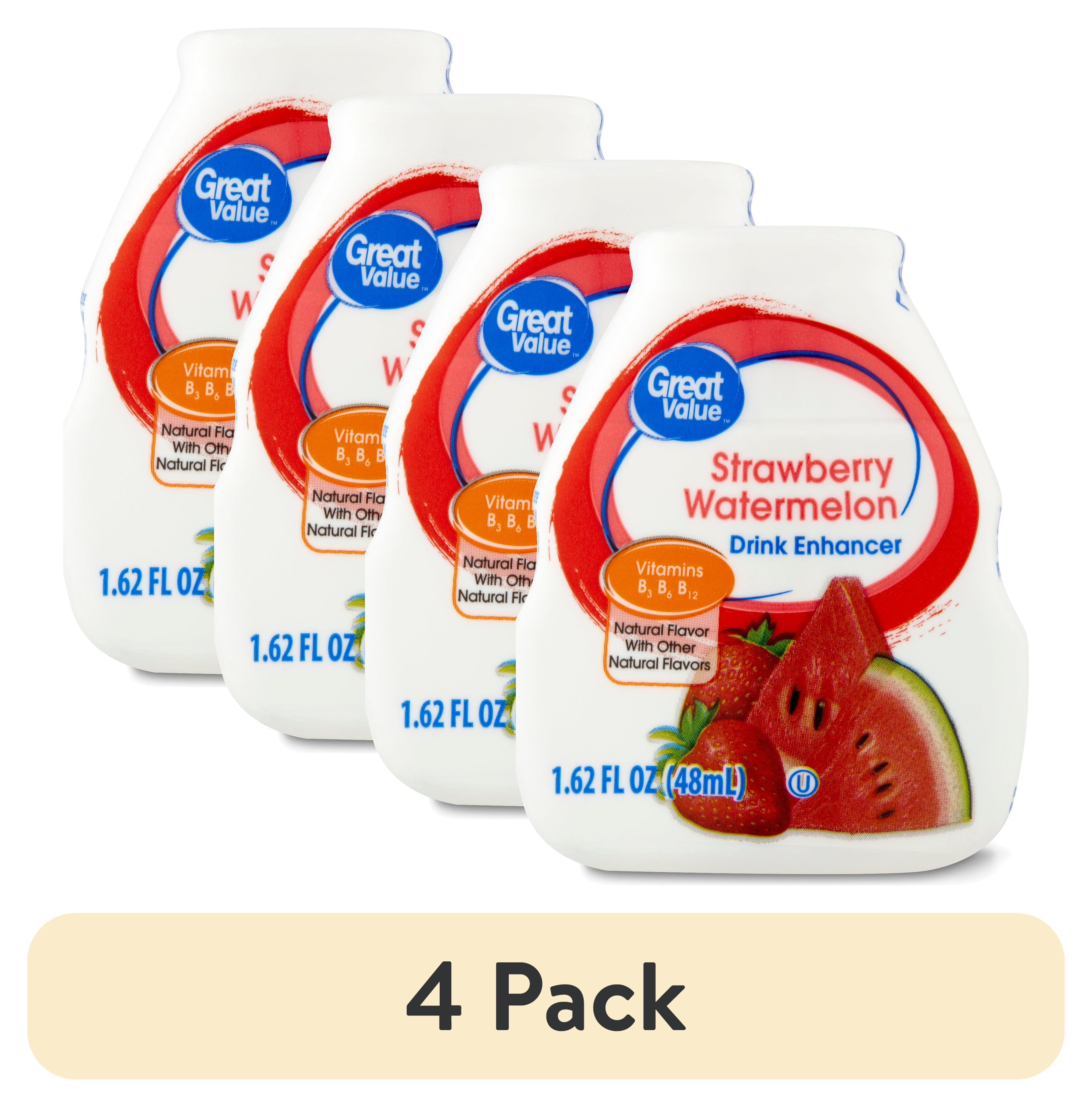 (4 pack) Great Value Liquid Drink Enhancer, Strawberry Watermelon, 1.62 ...