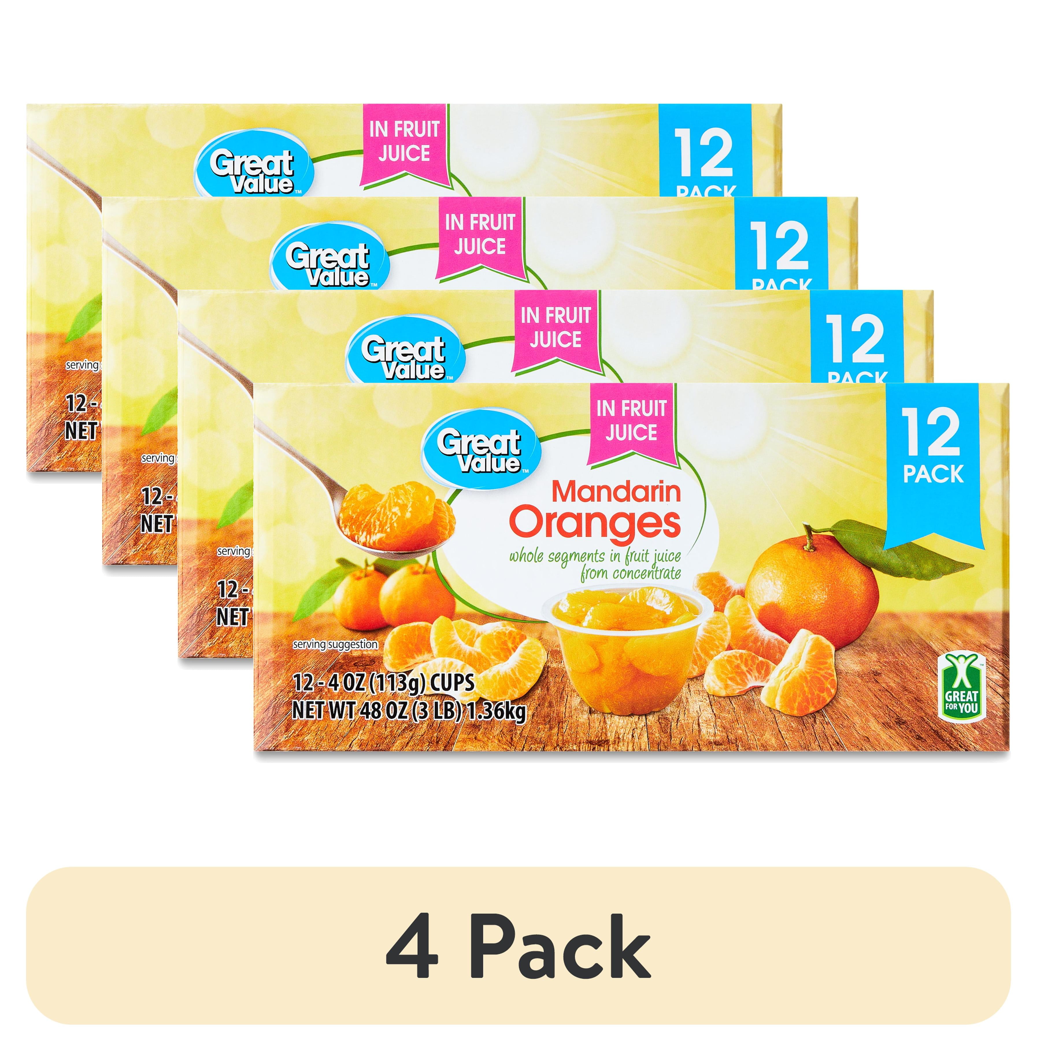 (4 pack) Great Value Mandarin Oranges, 4 oz, 12 Ct - Walmart.com