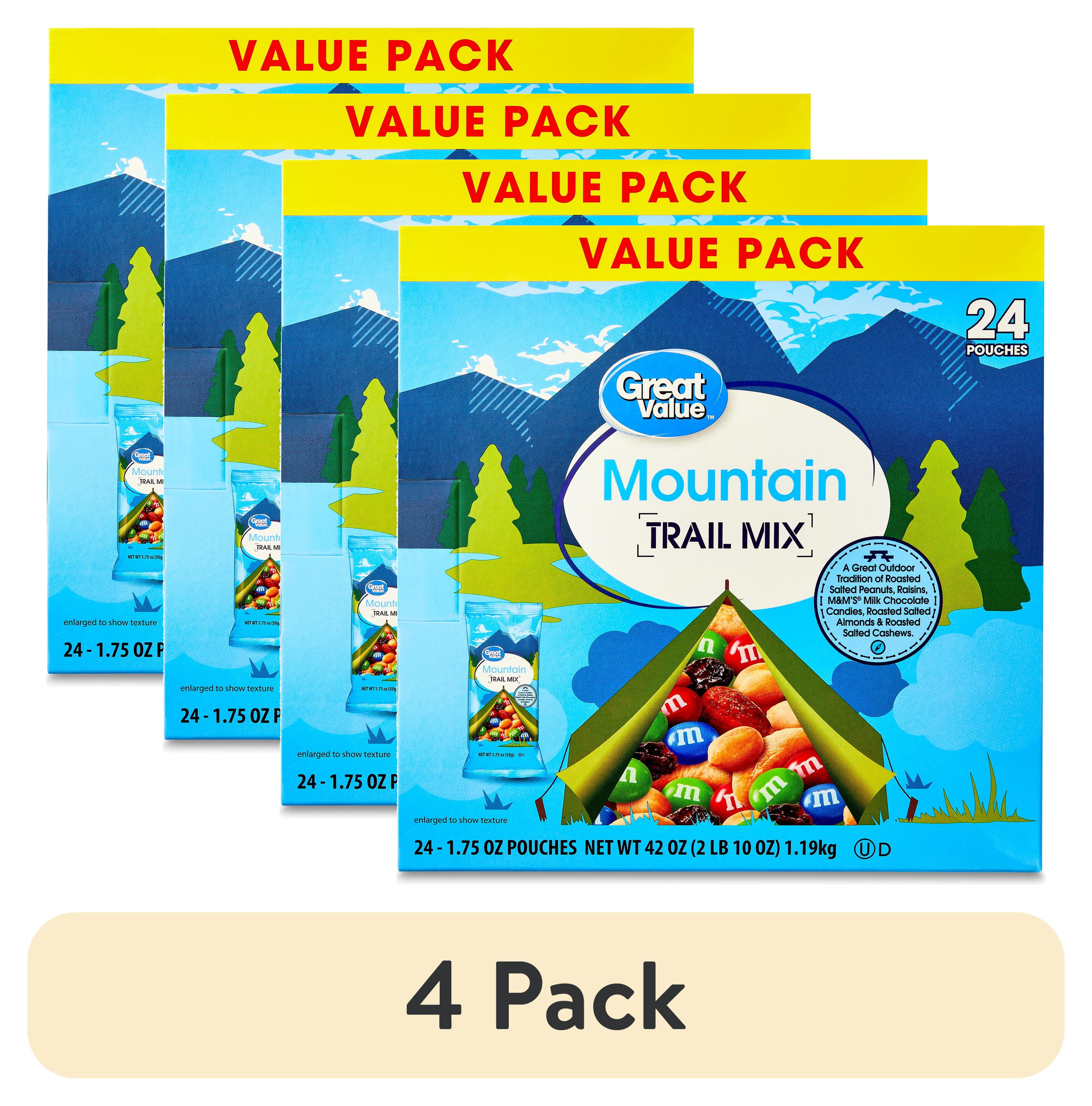 (4 pack) Great Value Mountain Trail Mix, 1.75 oz, 24 Count - Walmart.com