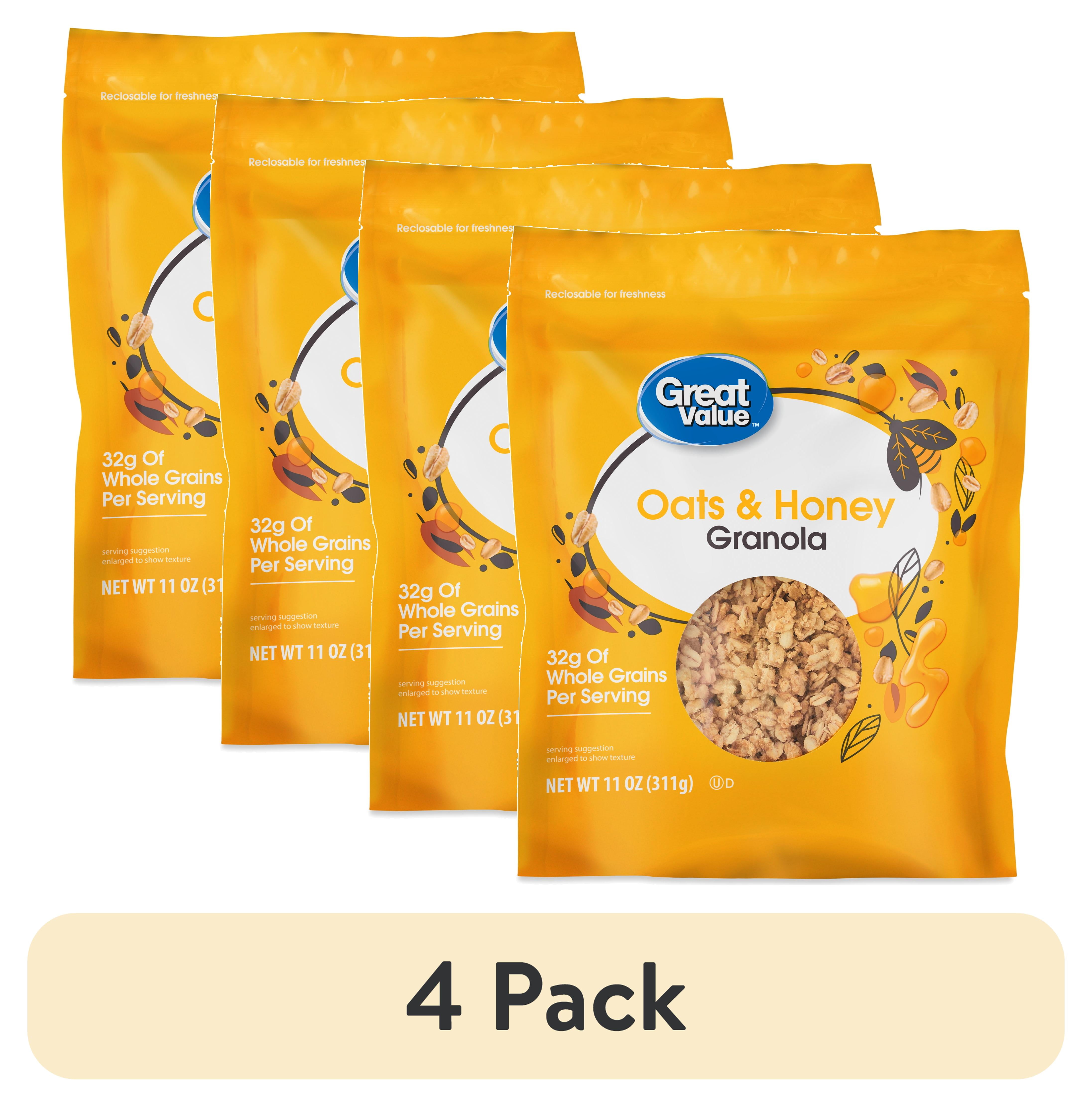 (4 pack) Great Value Oats & Honey Granola, 11 oz - Walmart.com