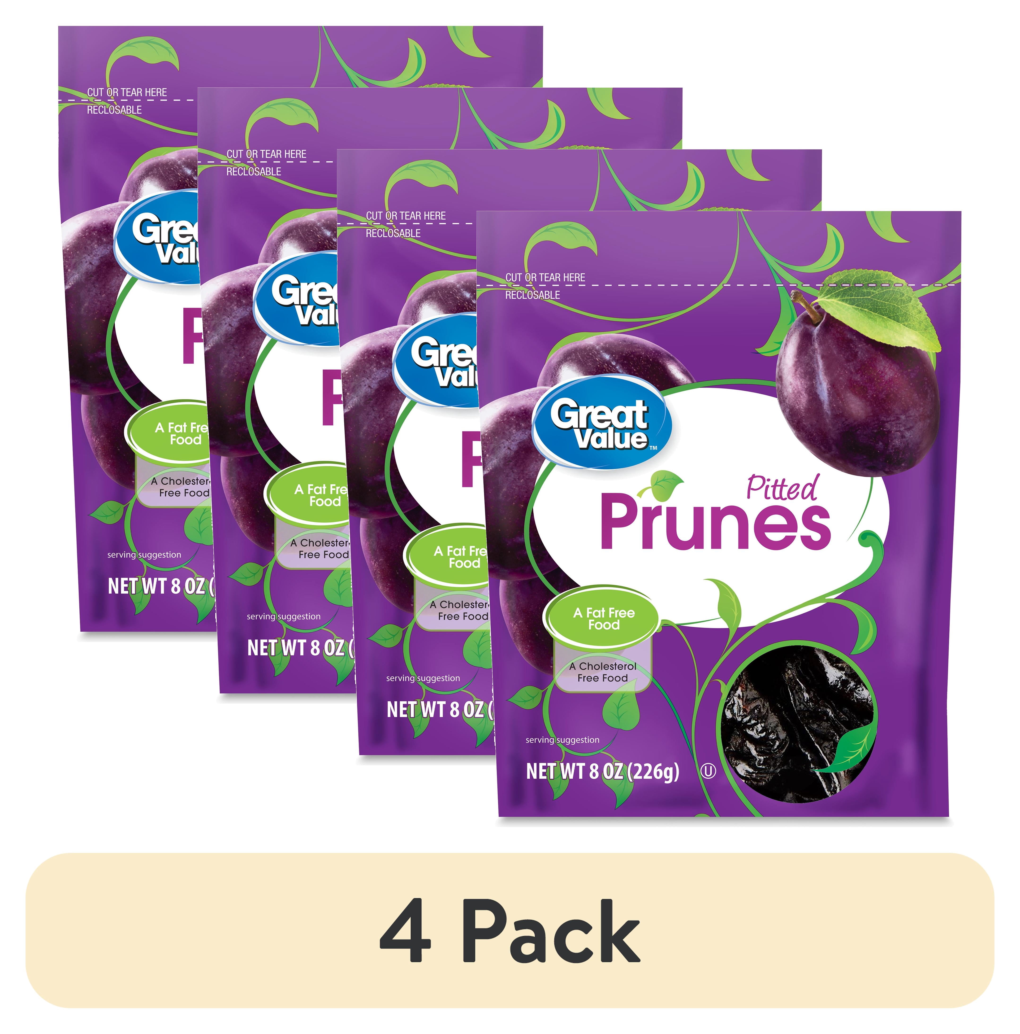 (4 pack) Great Value Pitted Prunes Reclosable Pouch, 8 oz (226g ...