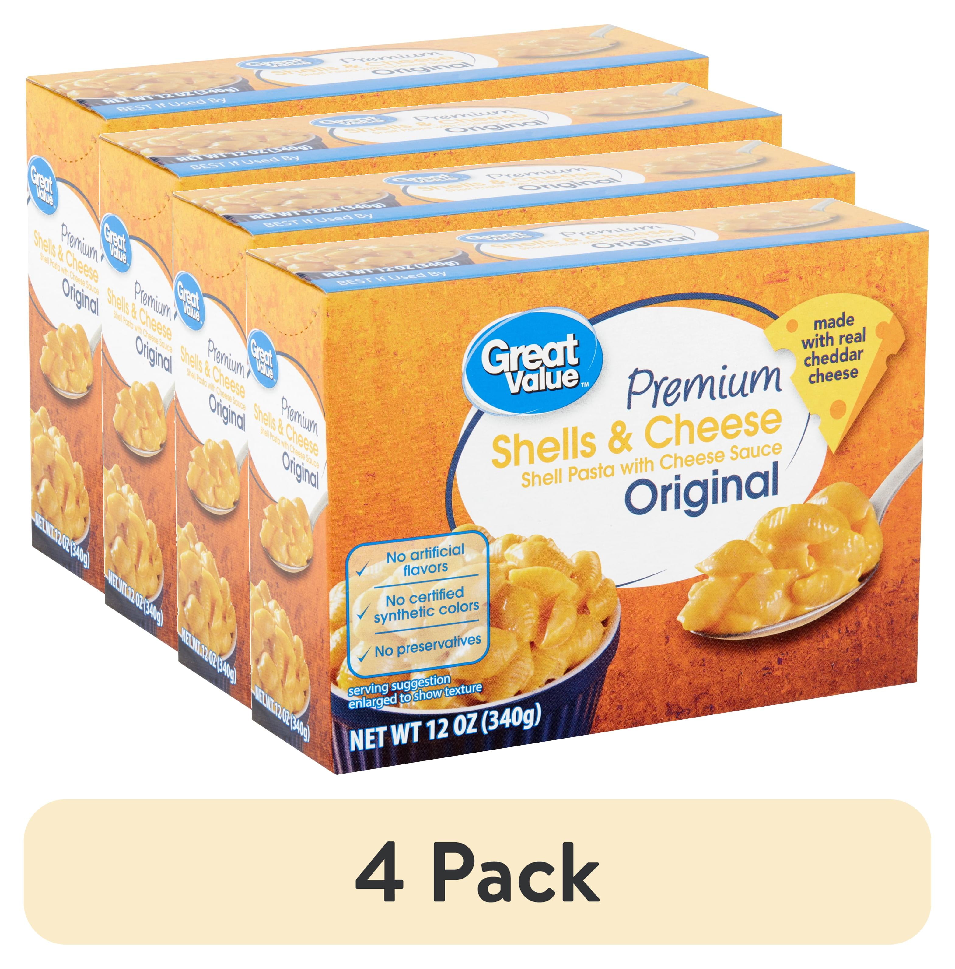 (4 pack) Great Value Premium Original Shells & Cheese, 12 oz - Walmart.com
