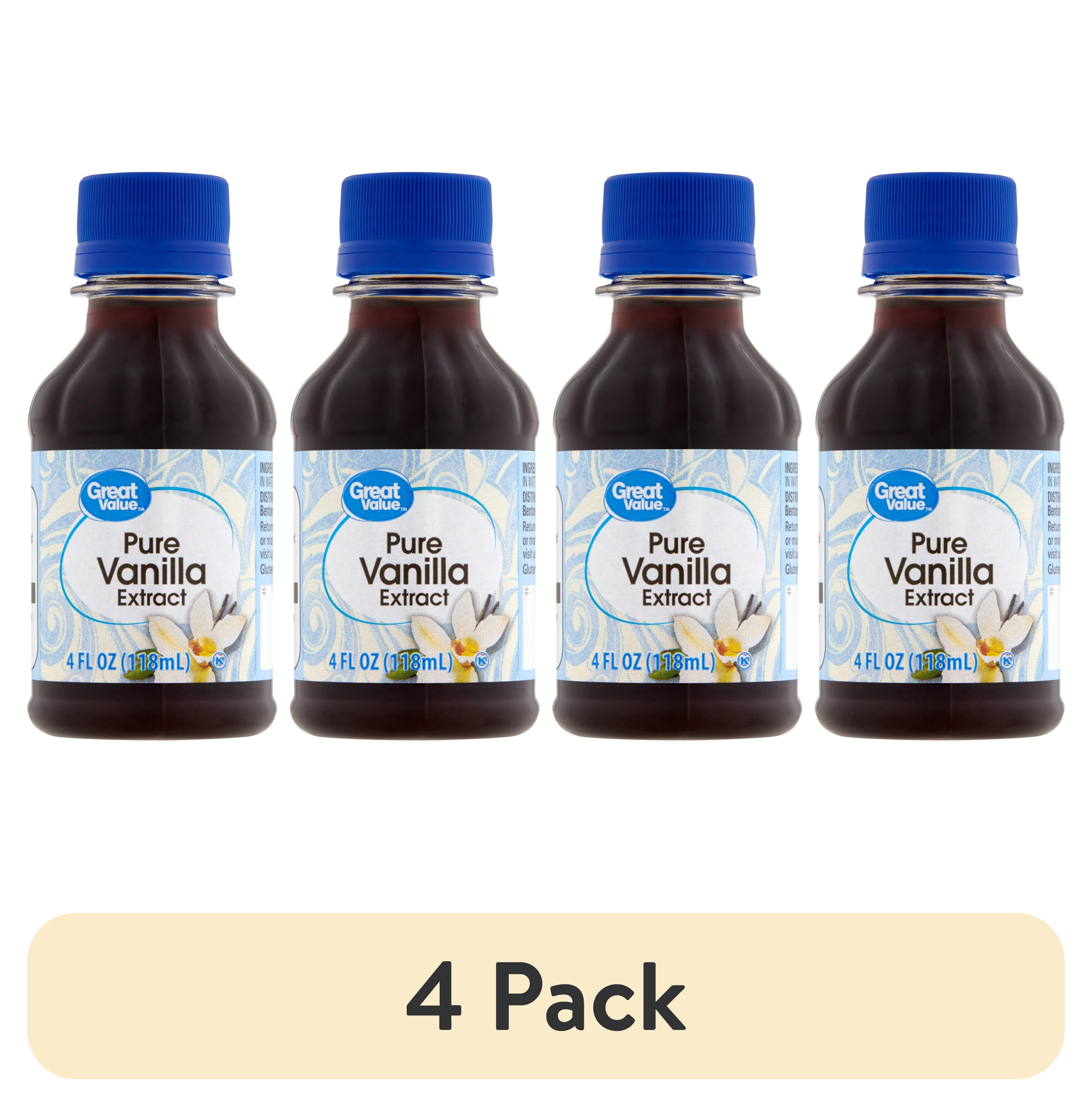 (4 pack) Great Value Pure Vanilla Extract, 4 fl oz (Liquid, Ambient ...